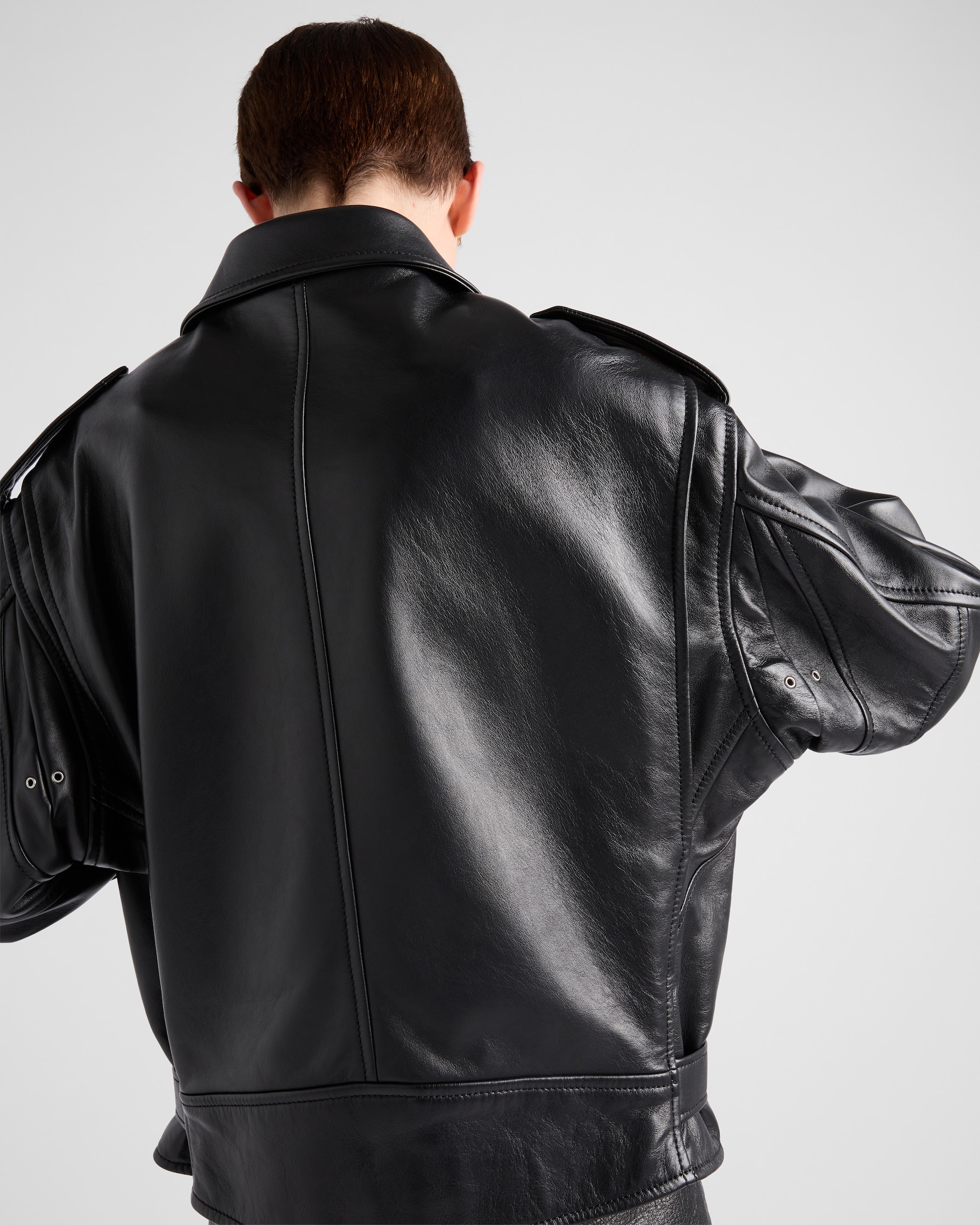Black Nappa Leather Biker Jacket | PRADA