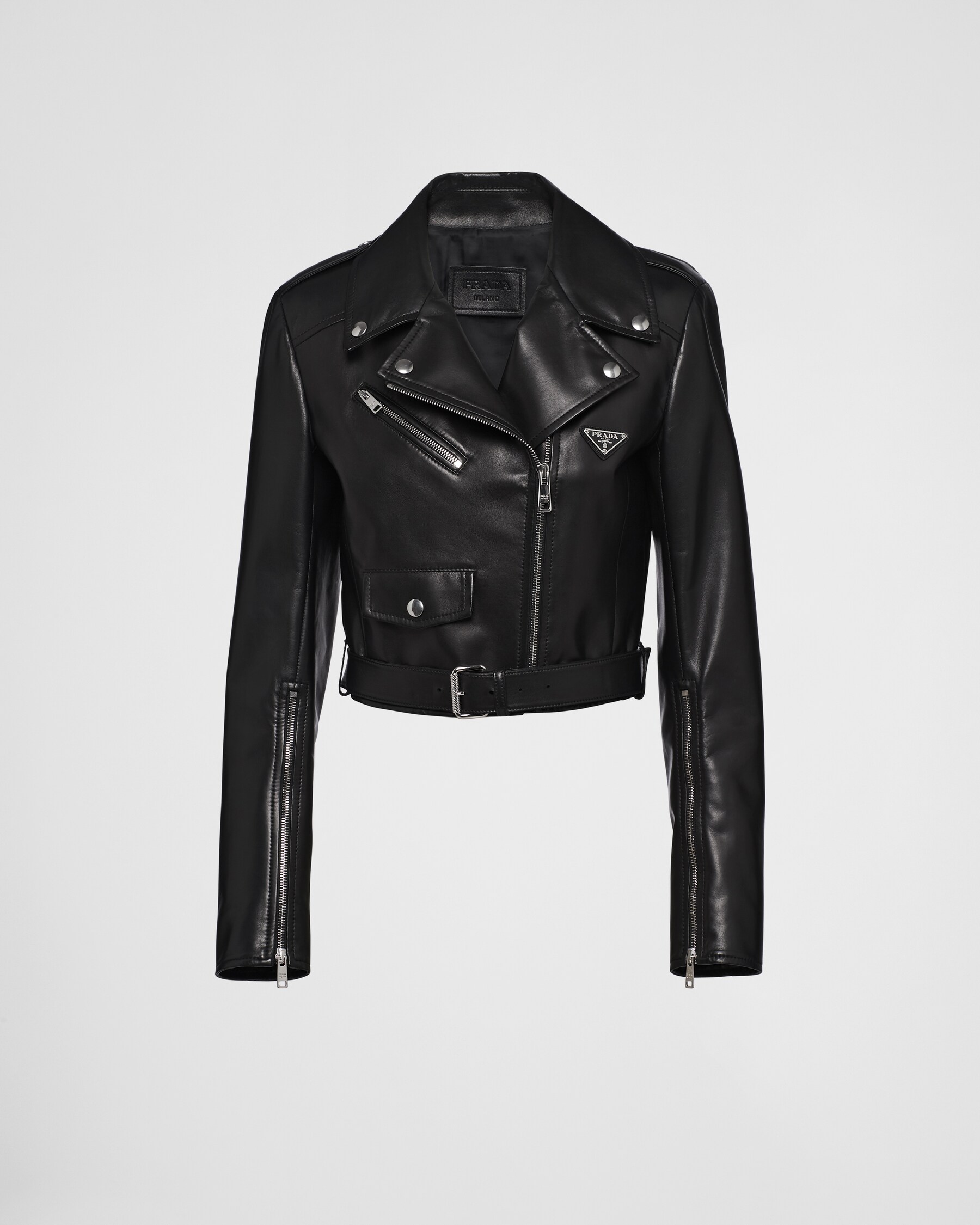 Black Nappa Leather Biker Jacket | PRADA