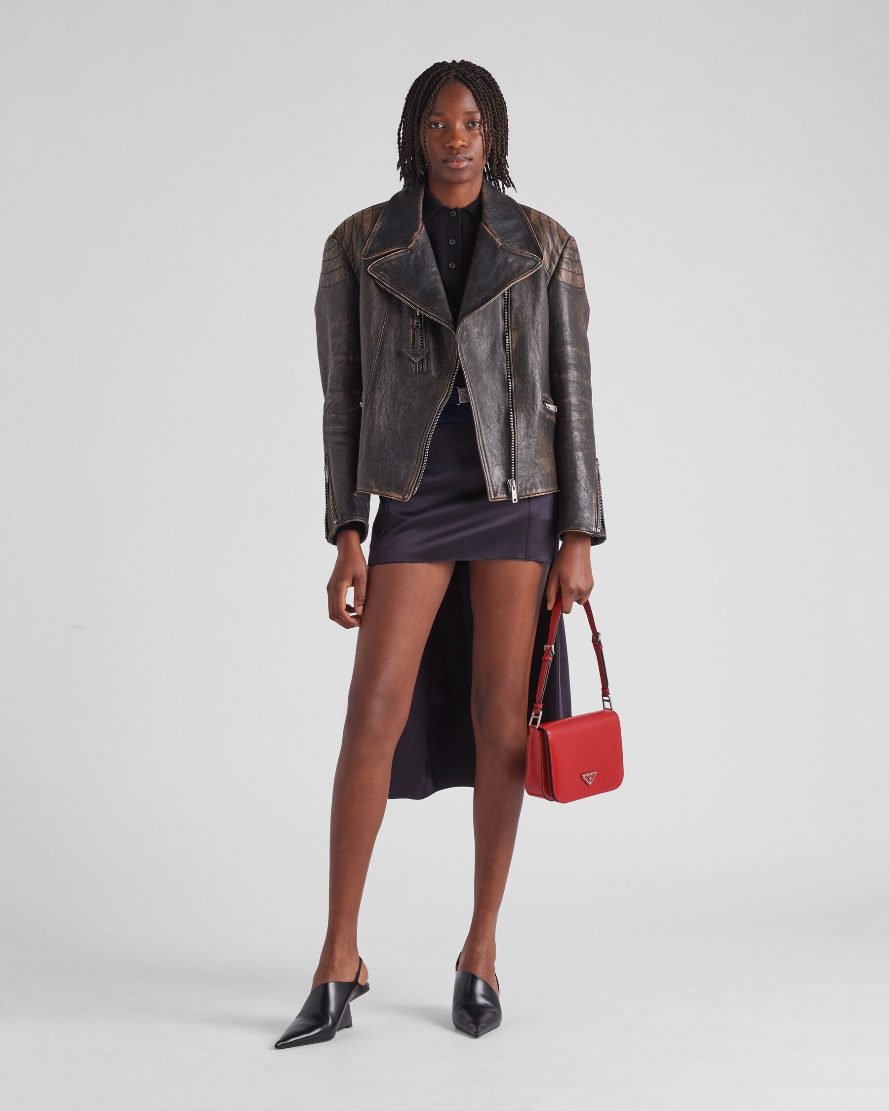 Black Leather Biker Jacket | PRADA