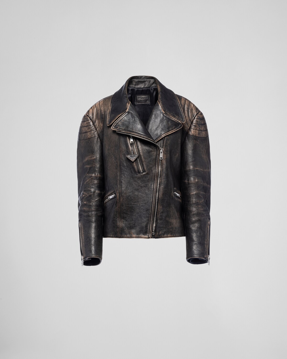 Black Leather Biker Jacket | PRADA