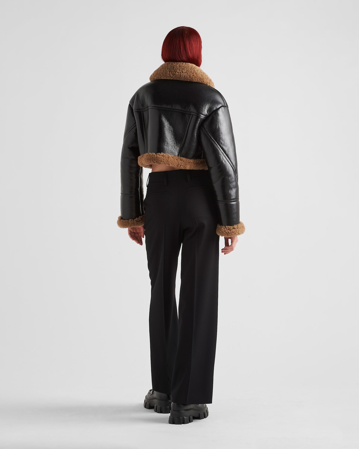 Black/maple Brown Shearling Jacket | PRADA