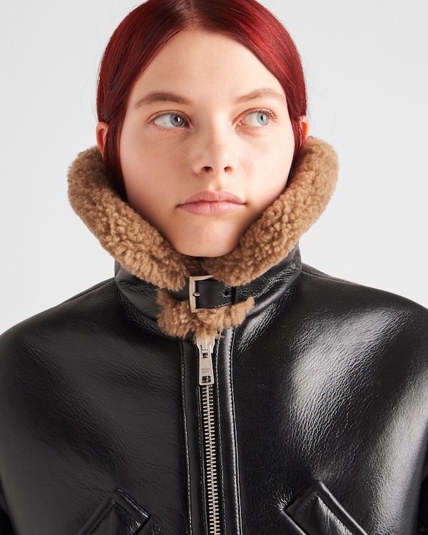 Black/maple Brown Shearling Jacket | PRADA