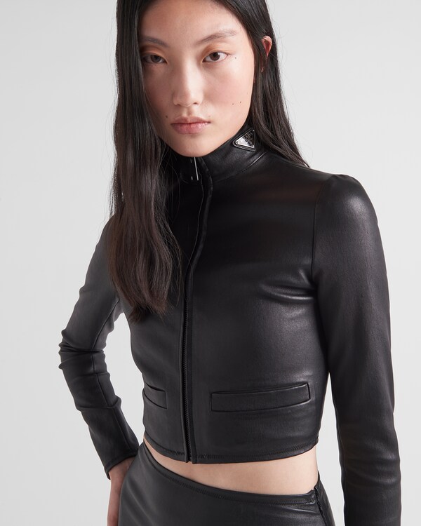 Black Stretch Nappa Leather Jacket | PRADA