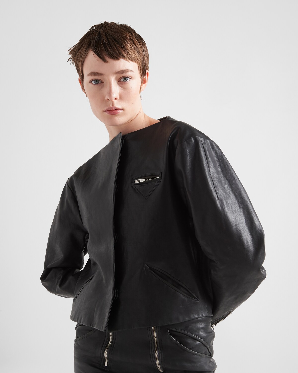 Black Leather Jacket | PRADA