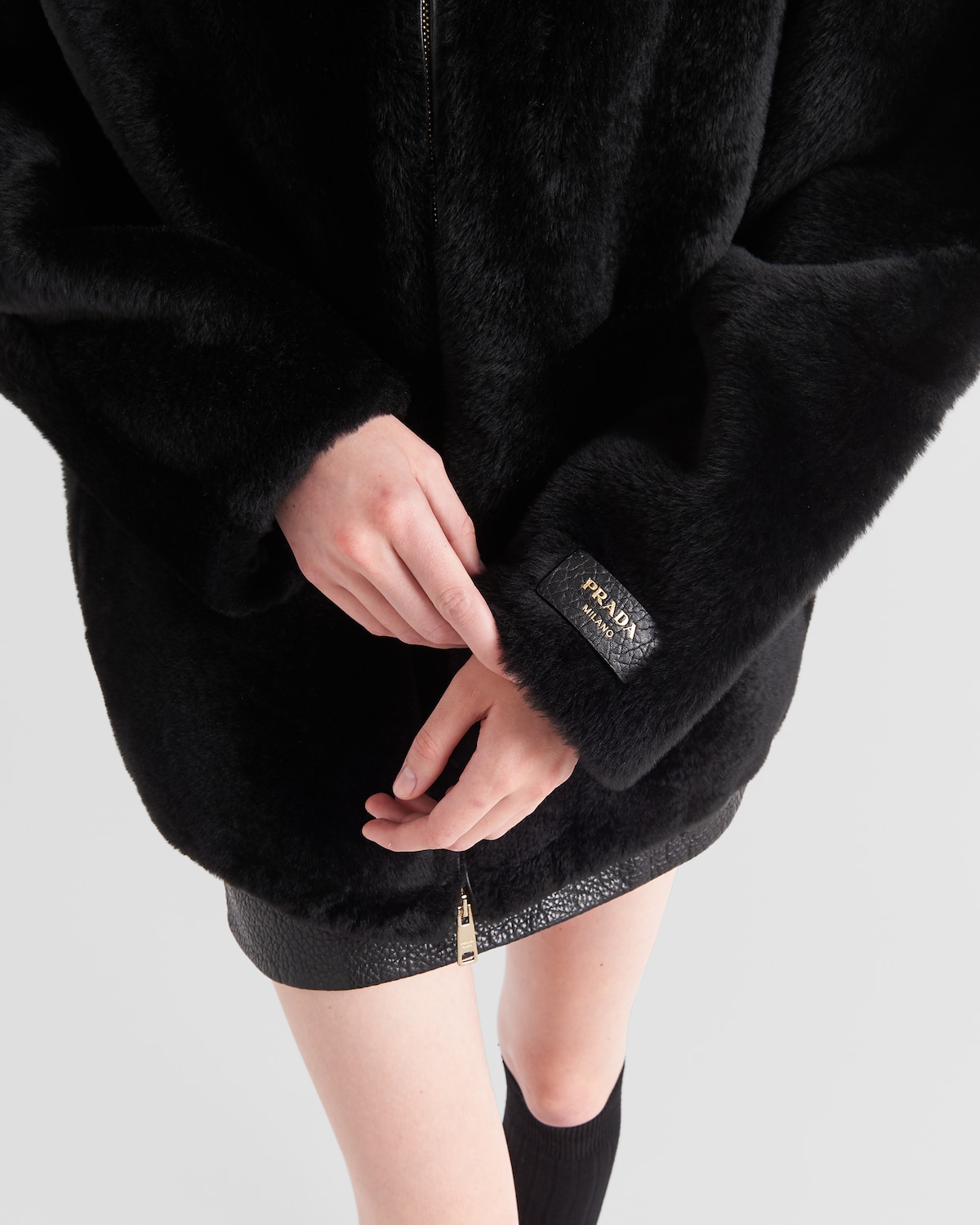 Black Shearling Fur Jacket | PRADA