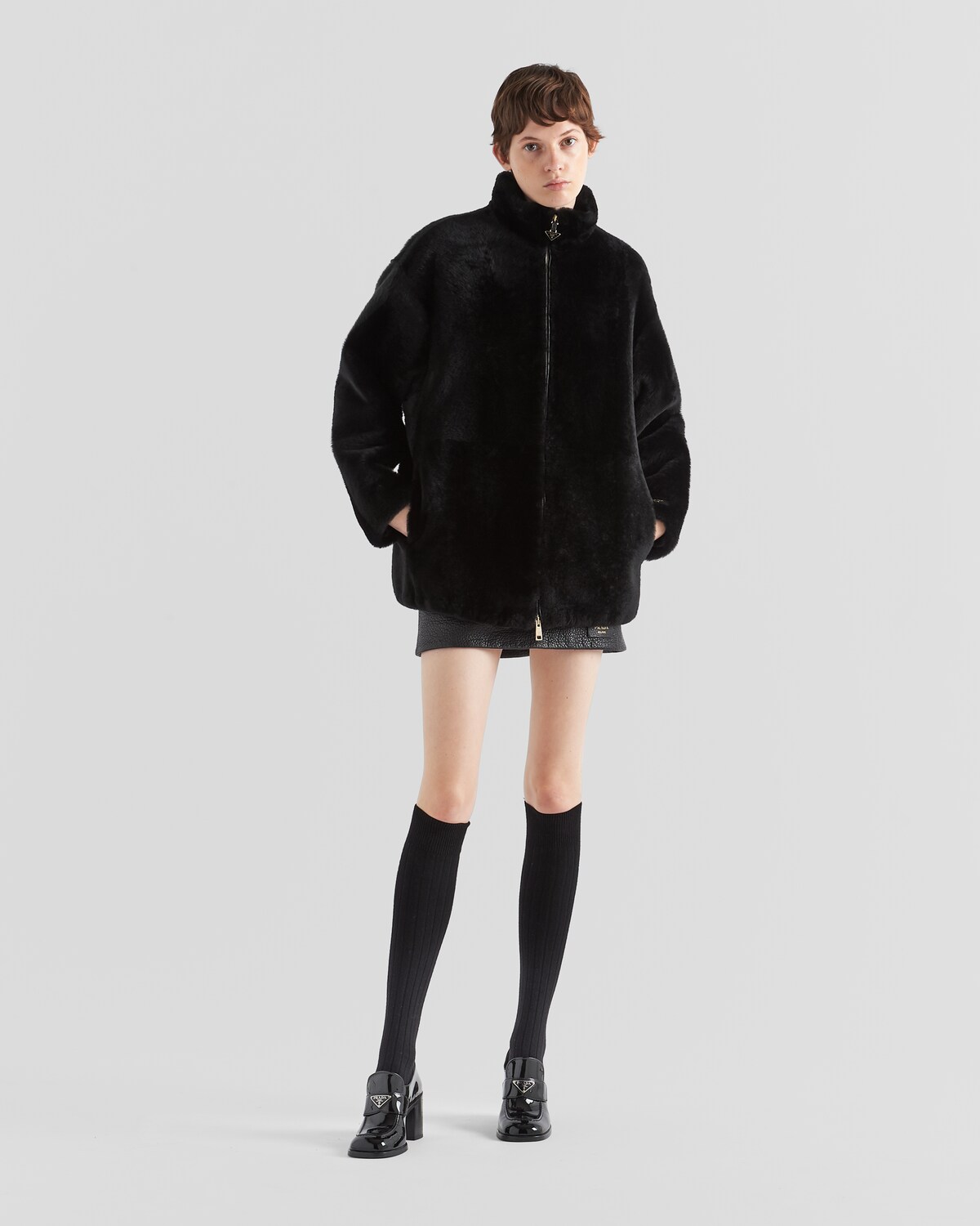 Black Shearling Fur Jacket | PRADA