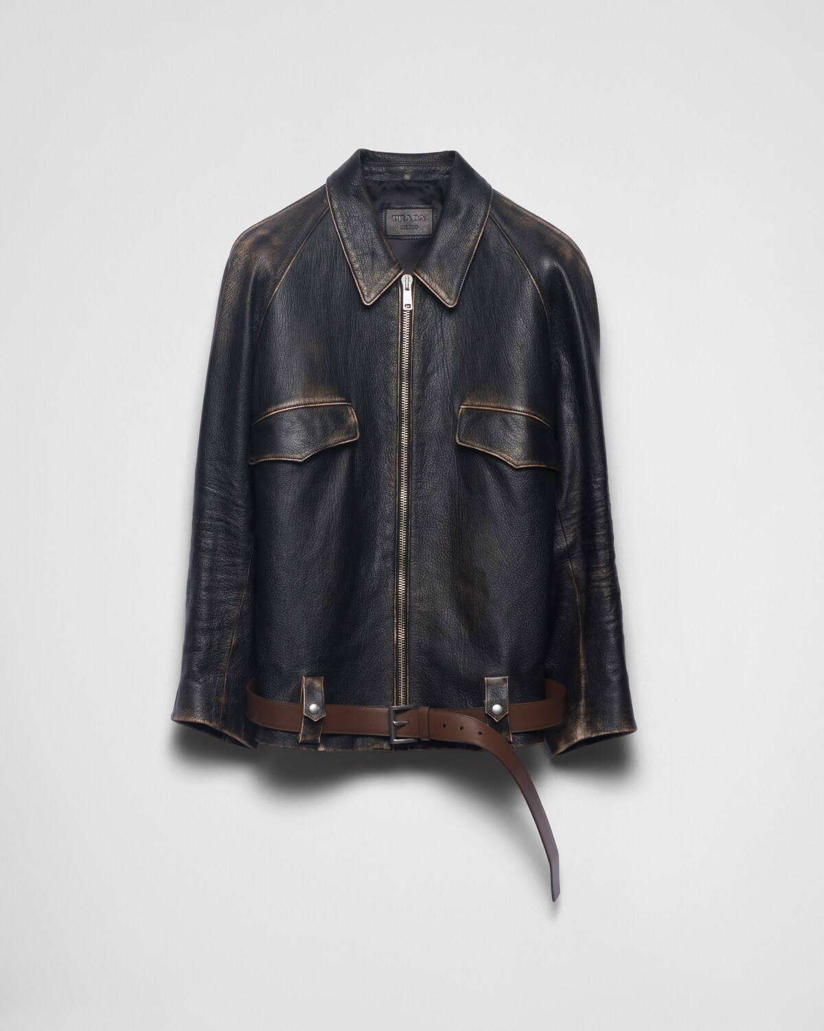 Black Leather Blouson Jacket | PRADA