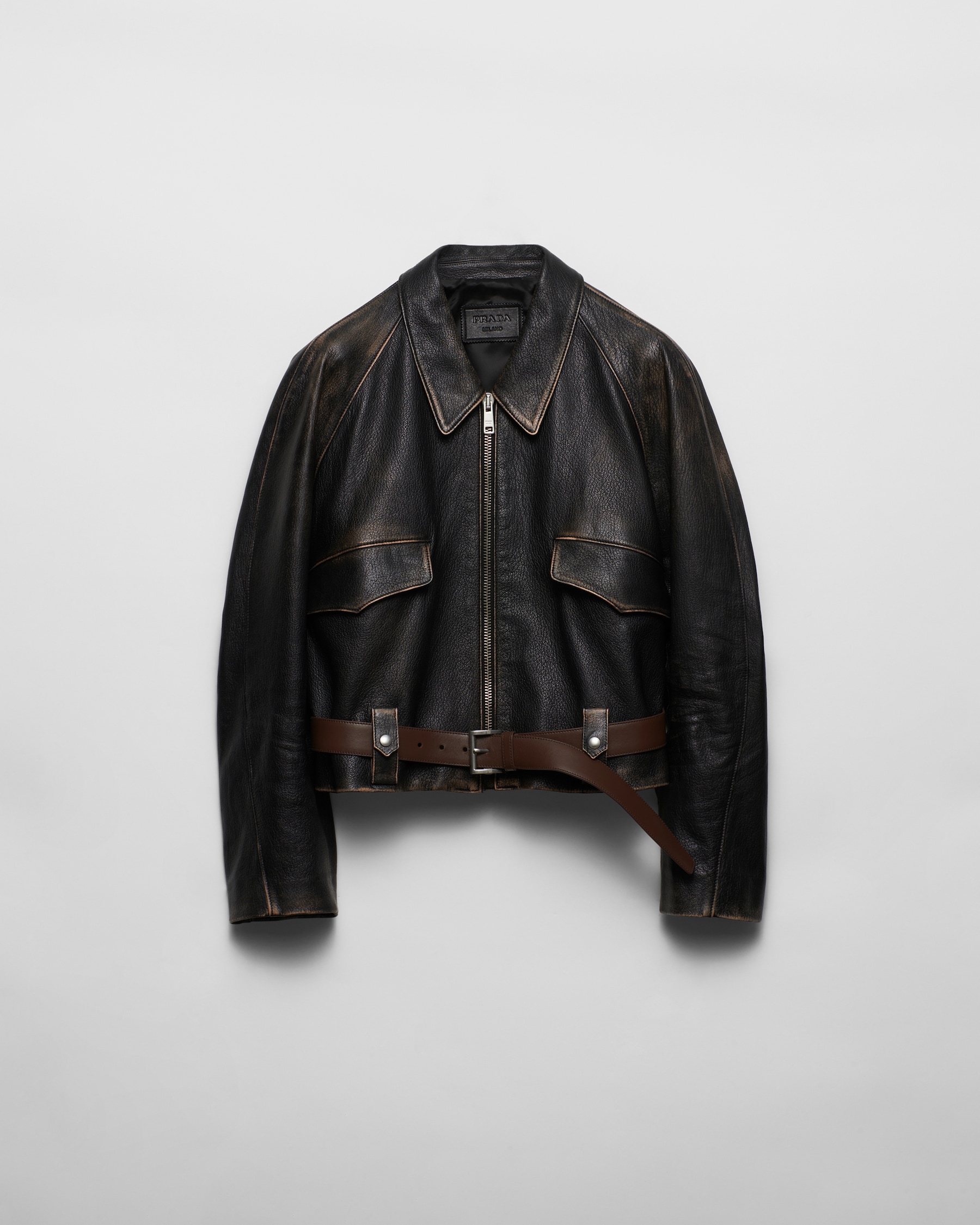 Black Leather Jacket | PRADA