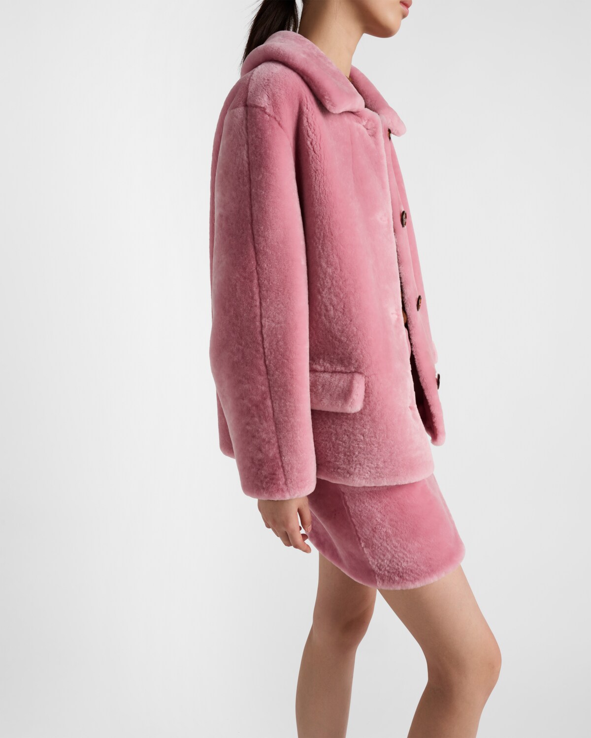 Begonia Pink Shearling Jacket | PRADA