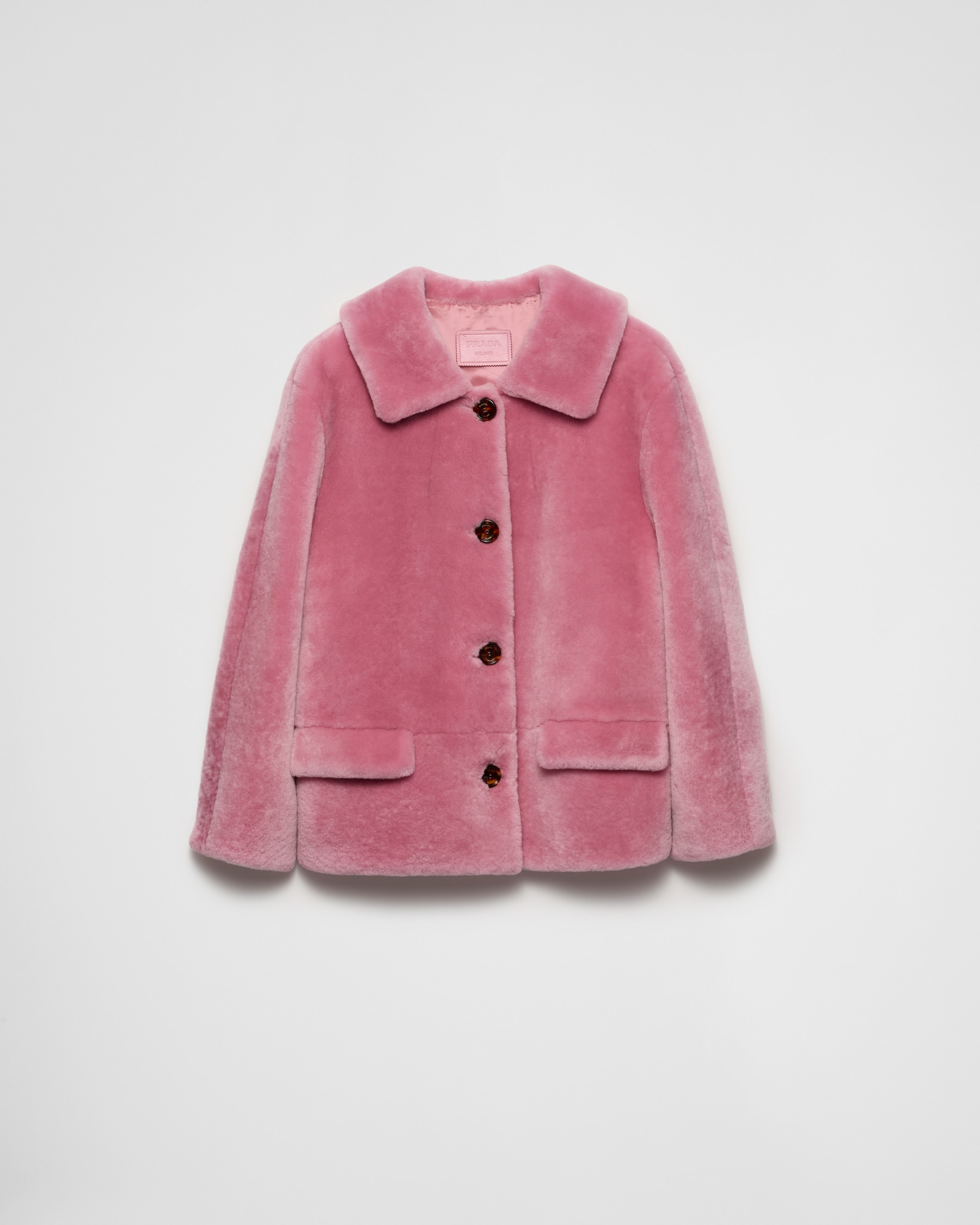 Begonia Pink Shearling Jacket | PRADA