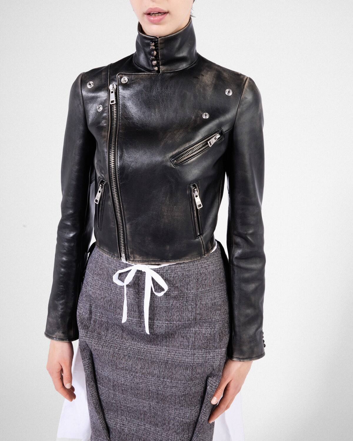 Black Leather Biker Jacket | PRADA