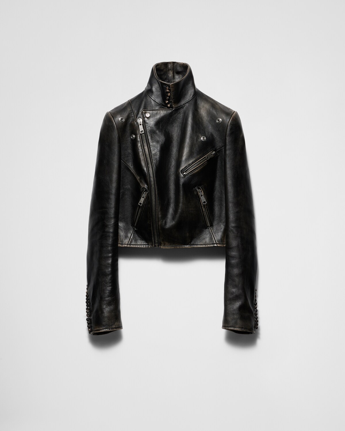 Black Leather Biker Jacket | PRADA