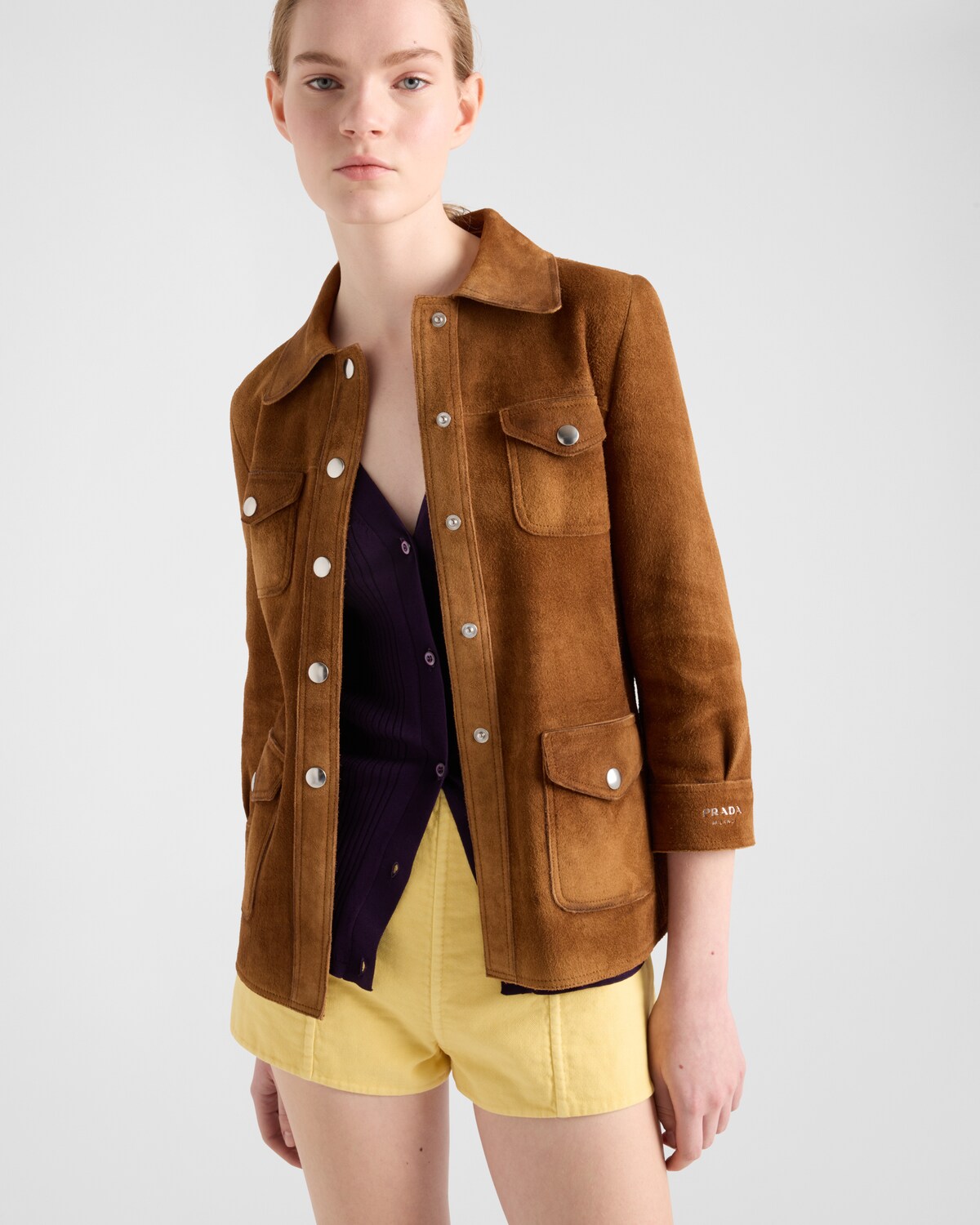 Tobacco Suede Safari Jacket | PRADA