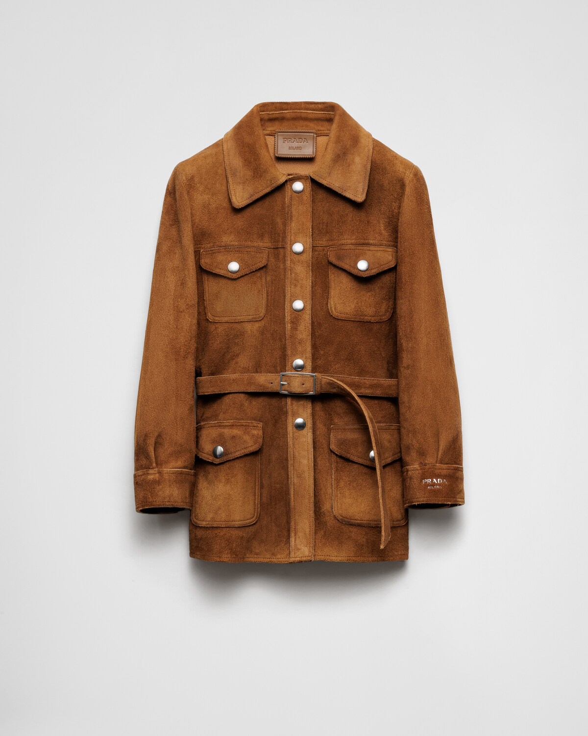 Tobacco Suede Safari Jacket | PRADA