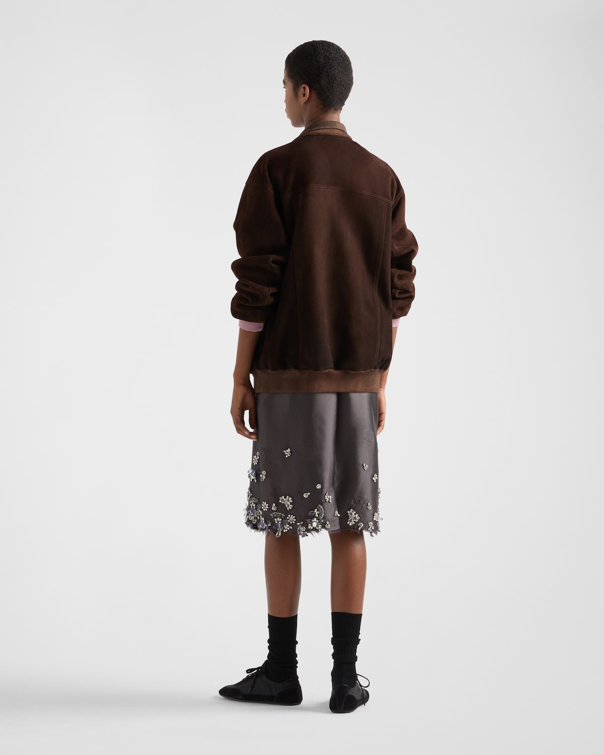 Dark Brown Suede Jacket | PRADA - United States