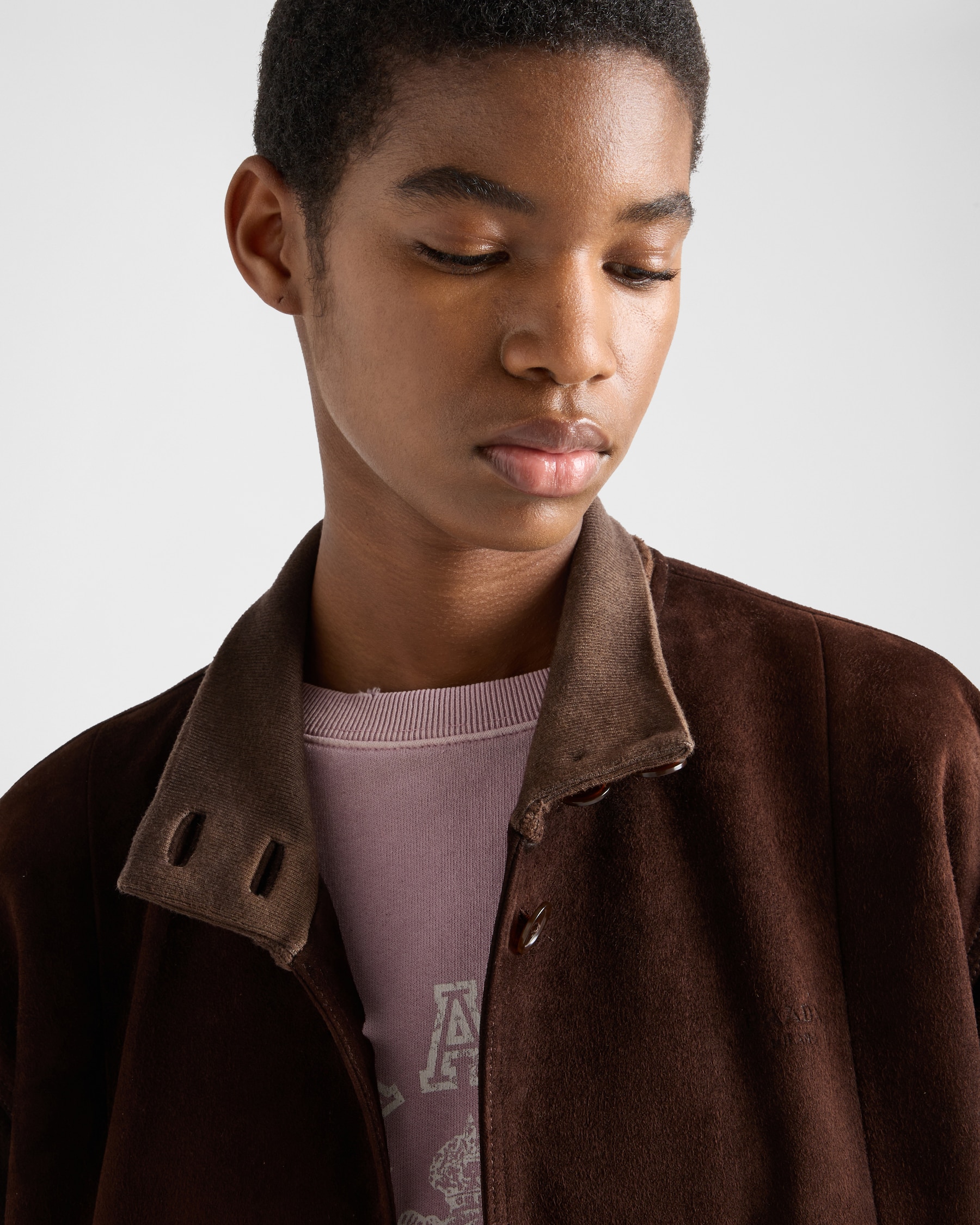 Dark Brown Suede Jacket | PRADA - United States