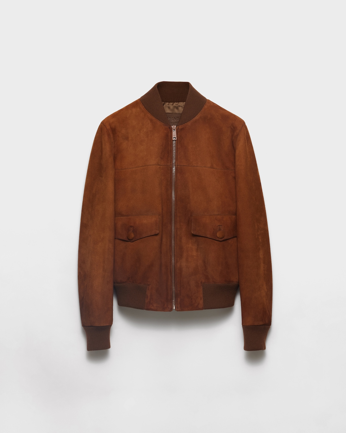 Cognac Suede Blouson Jacket | PRADA