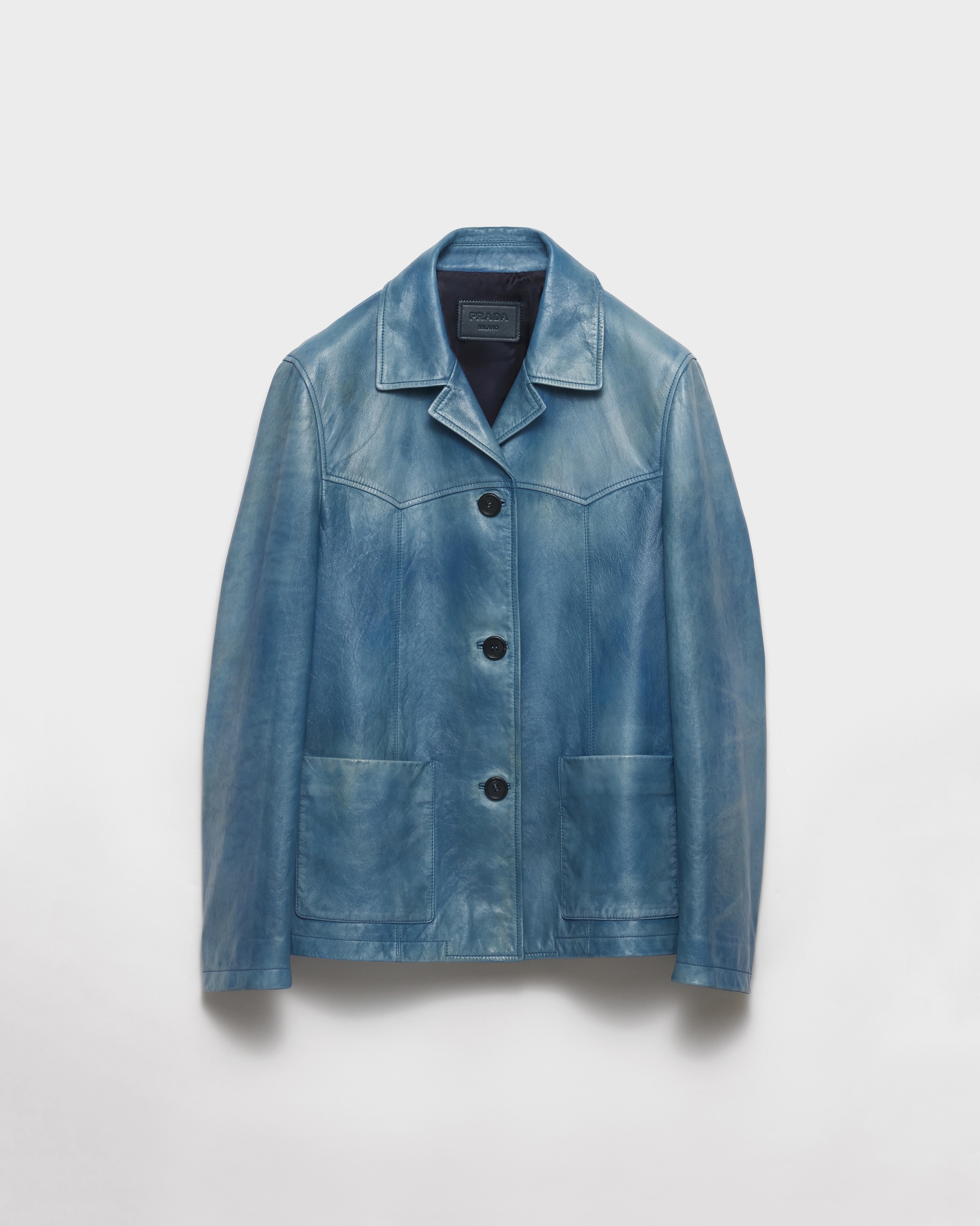 Aviator Blue Nappa Leather Jacket | PRADA