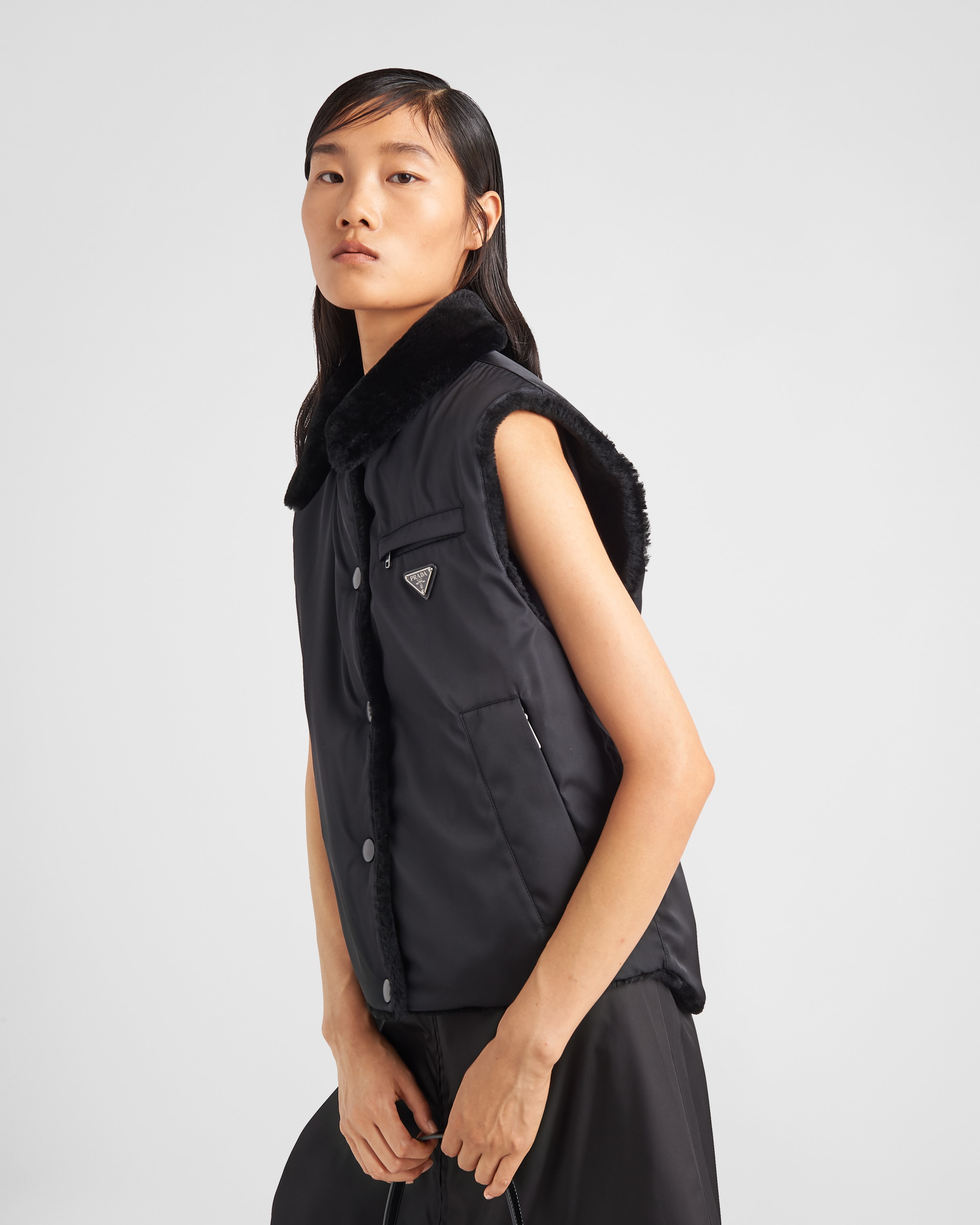 Black Shearling Vest | PRADA