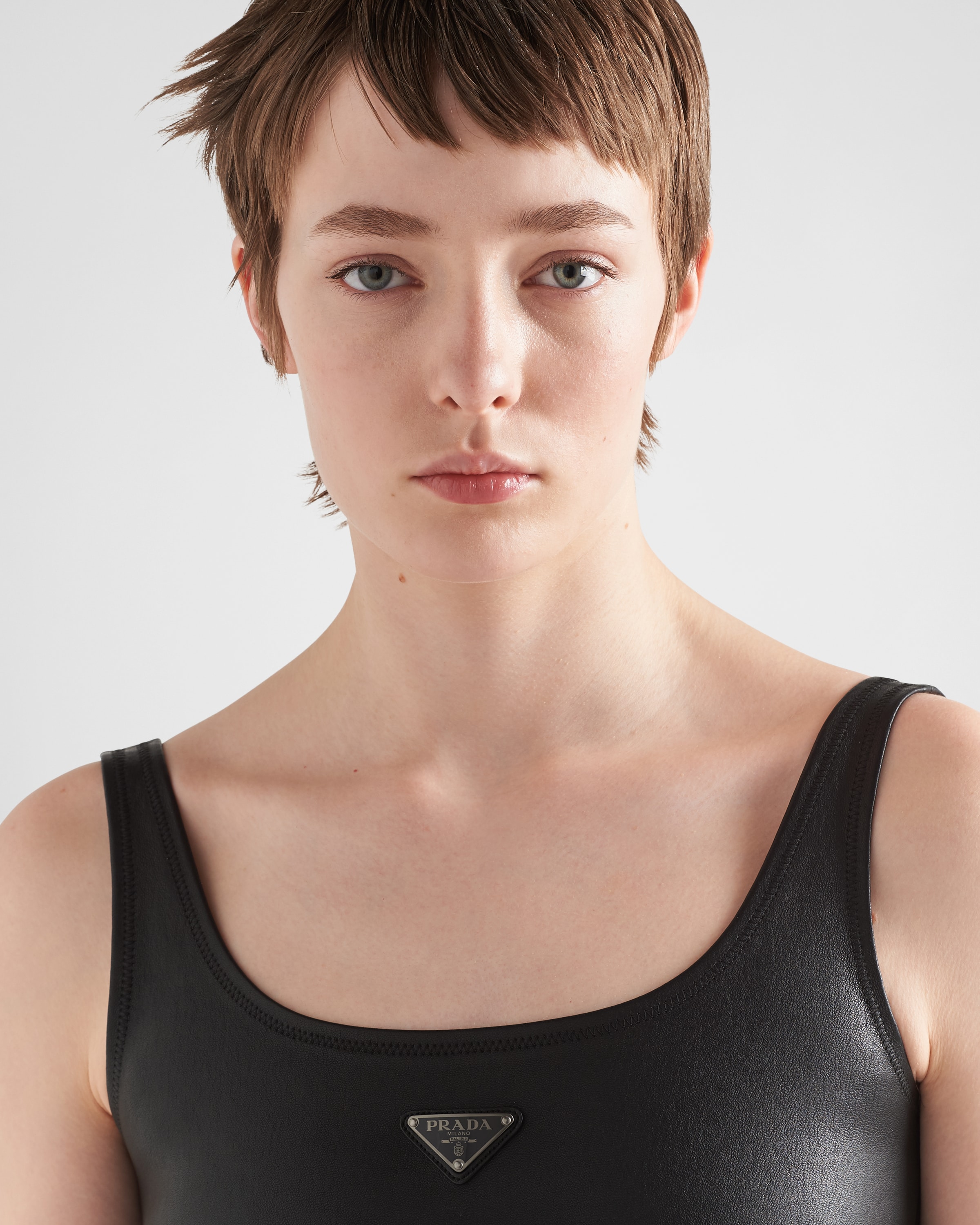 Black Stretch nappa leather top | Prada