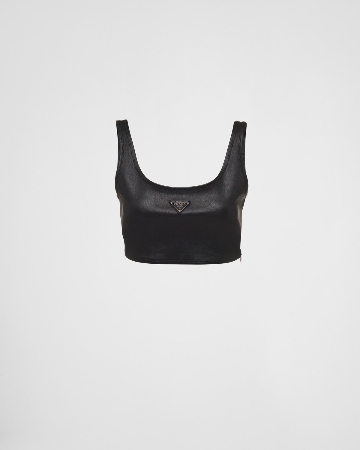 Black Stretch Nappa Leather Top | PRADA