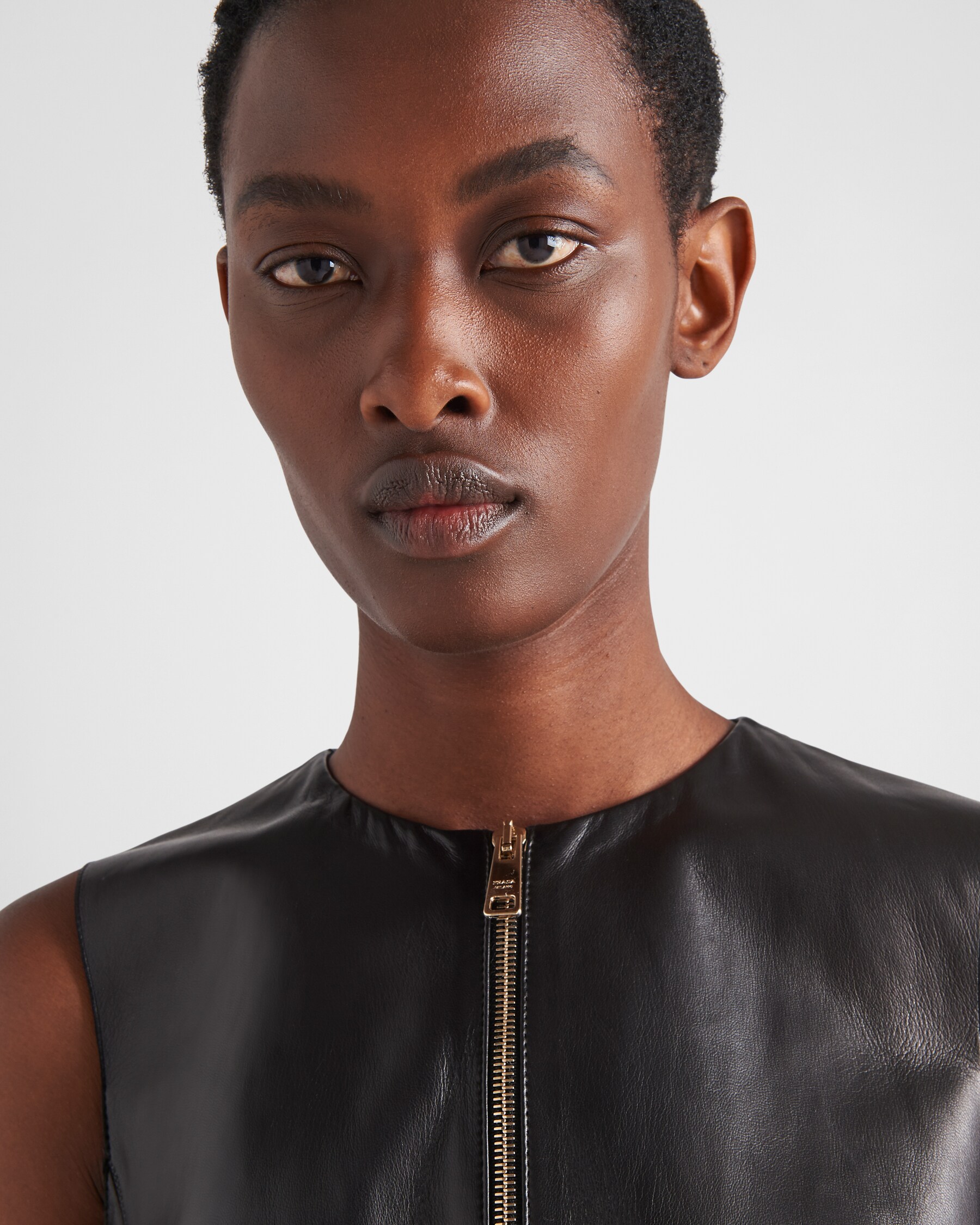 Black Stretch Nappa Leather Vest | PRADA