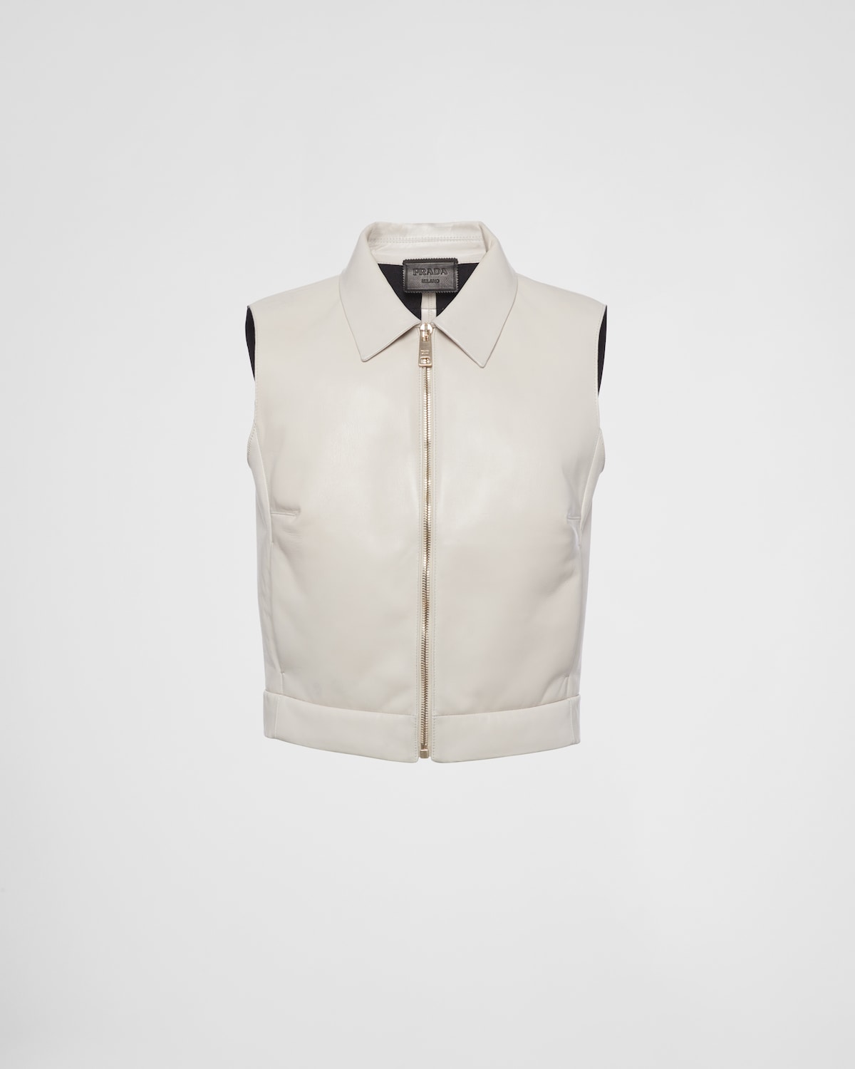 Chalk White Stretch Nappa Leather Vest | PRADA