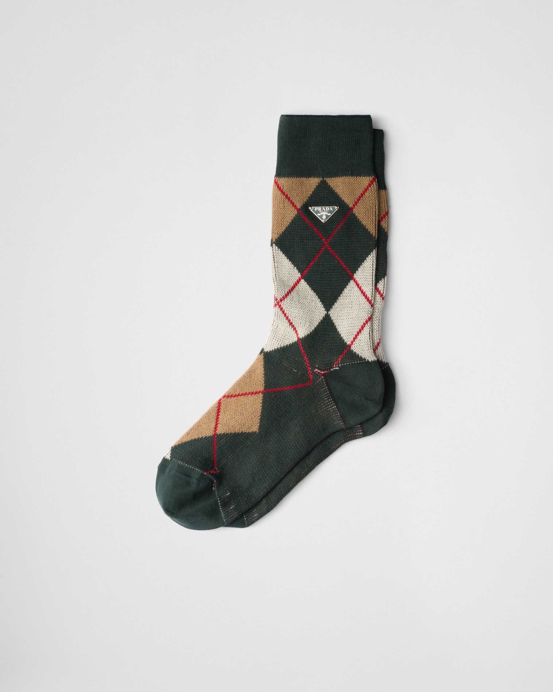 Forest Green Argyle Cotton Socks | PRADA
