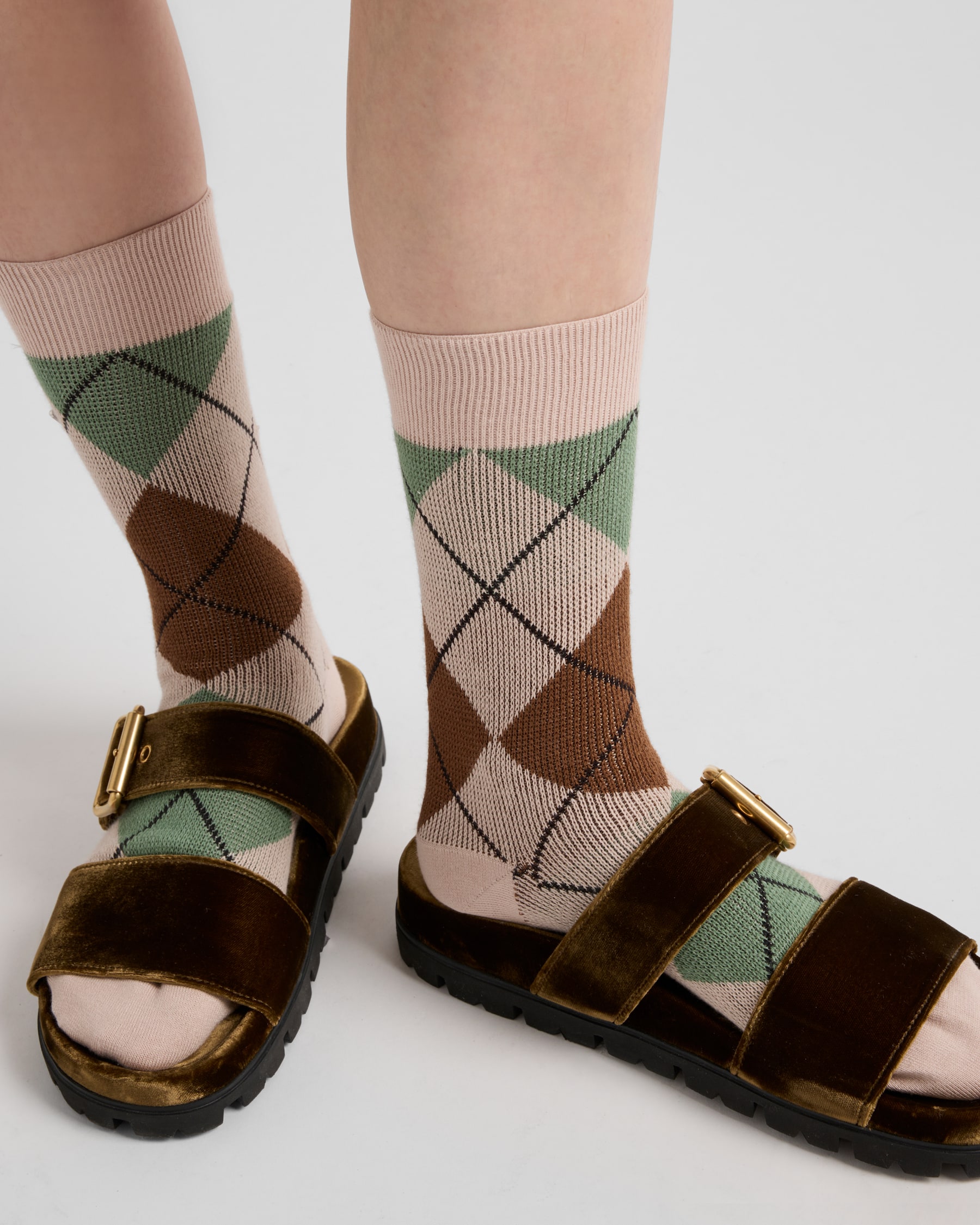 Albino White Argyle Cotton Socks | PRADA