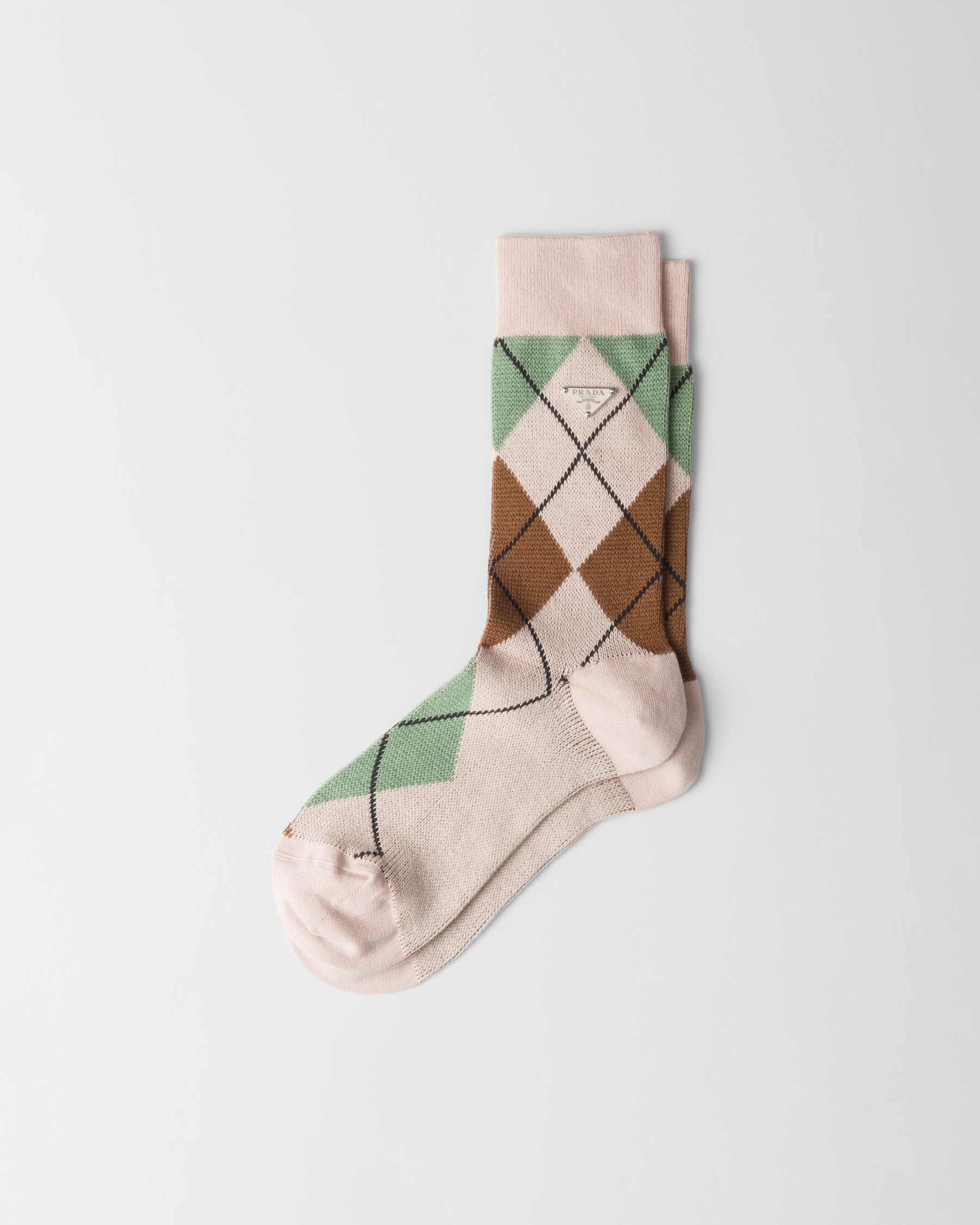 Albino White Argyle Cotton Socks | PRADA