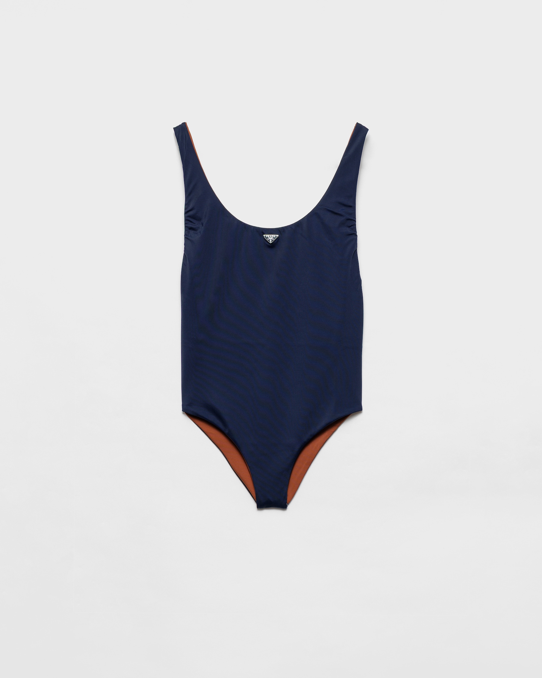 Blue/rust One-piece Jersey Swimsuit | PRADA - United States