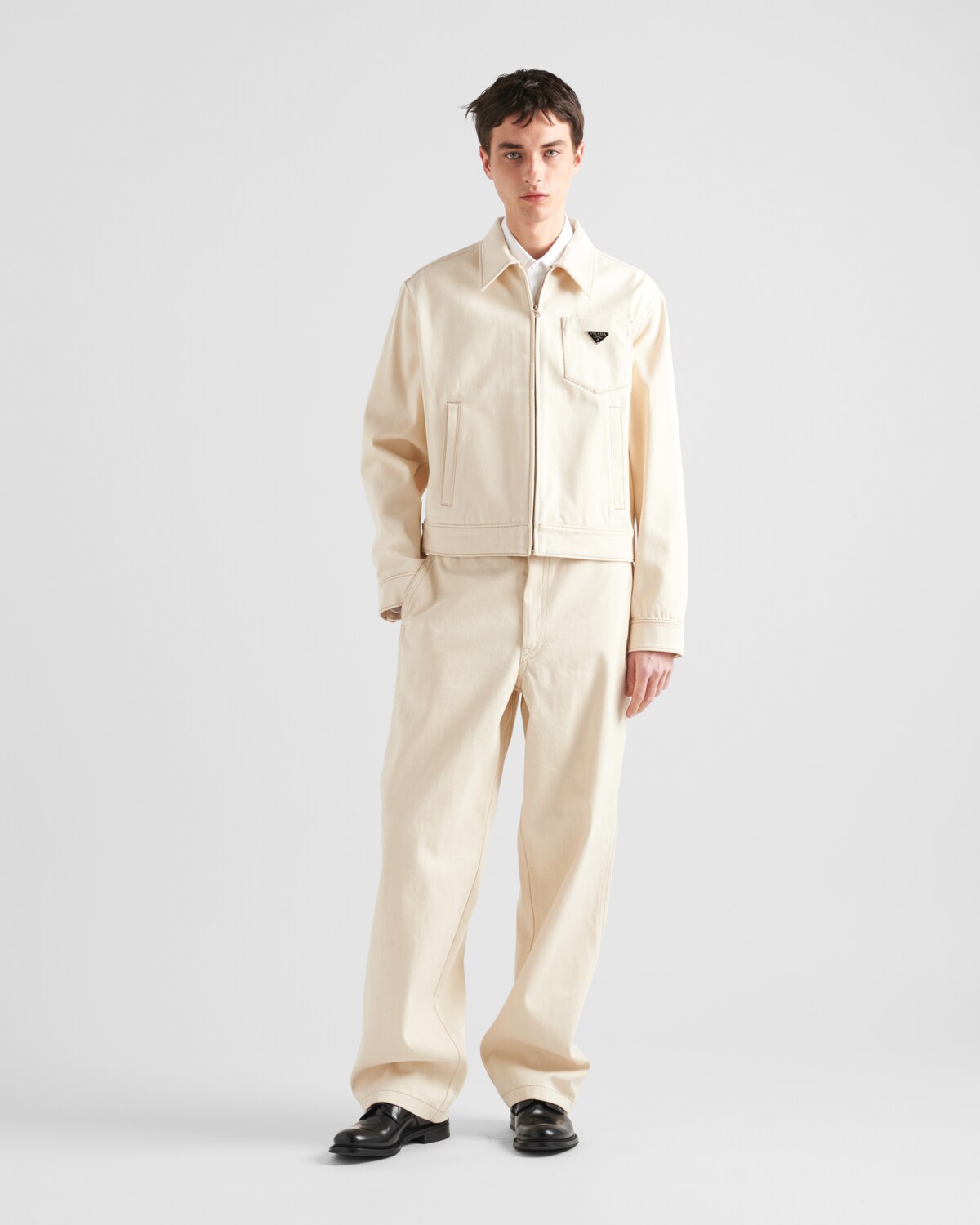 Beige Bull Denim Blouson Jacket | PRADA