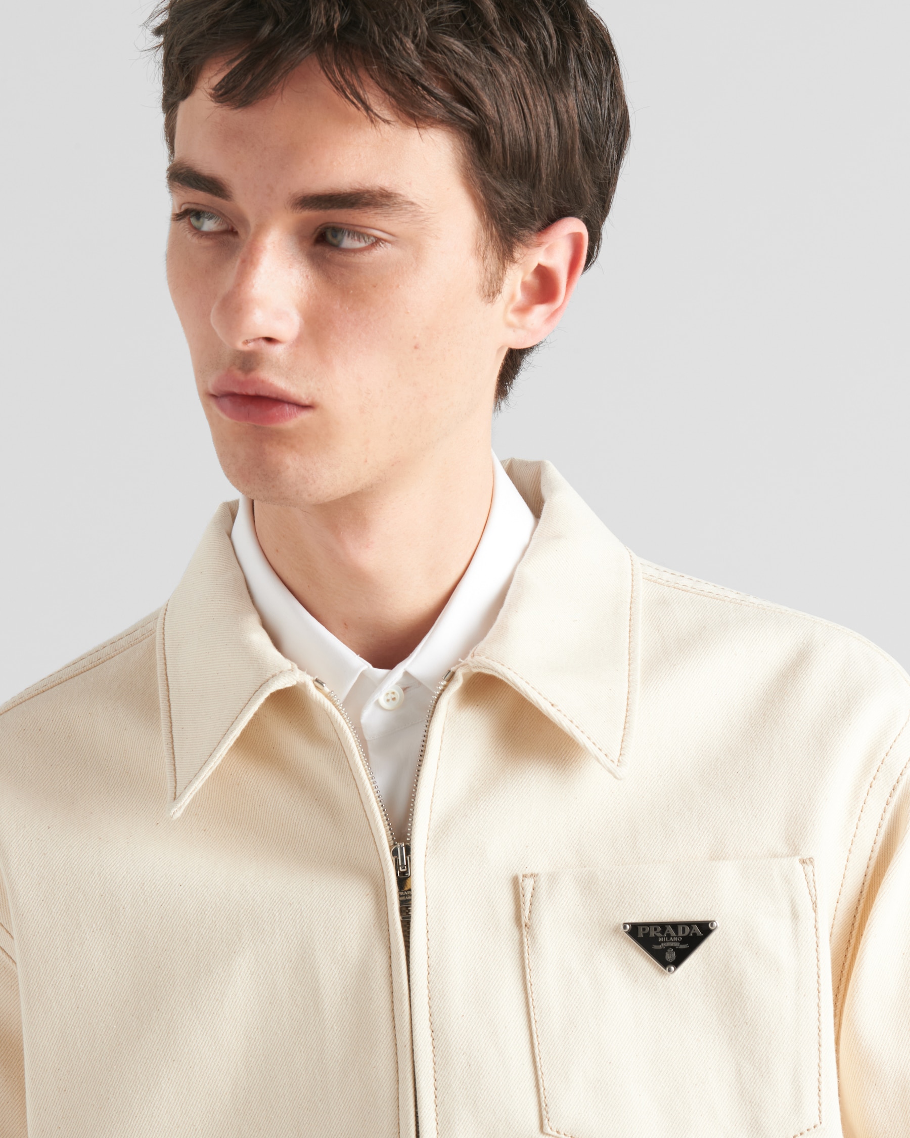 Beige Bull Denim Blouson Jacket | PRADA
