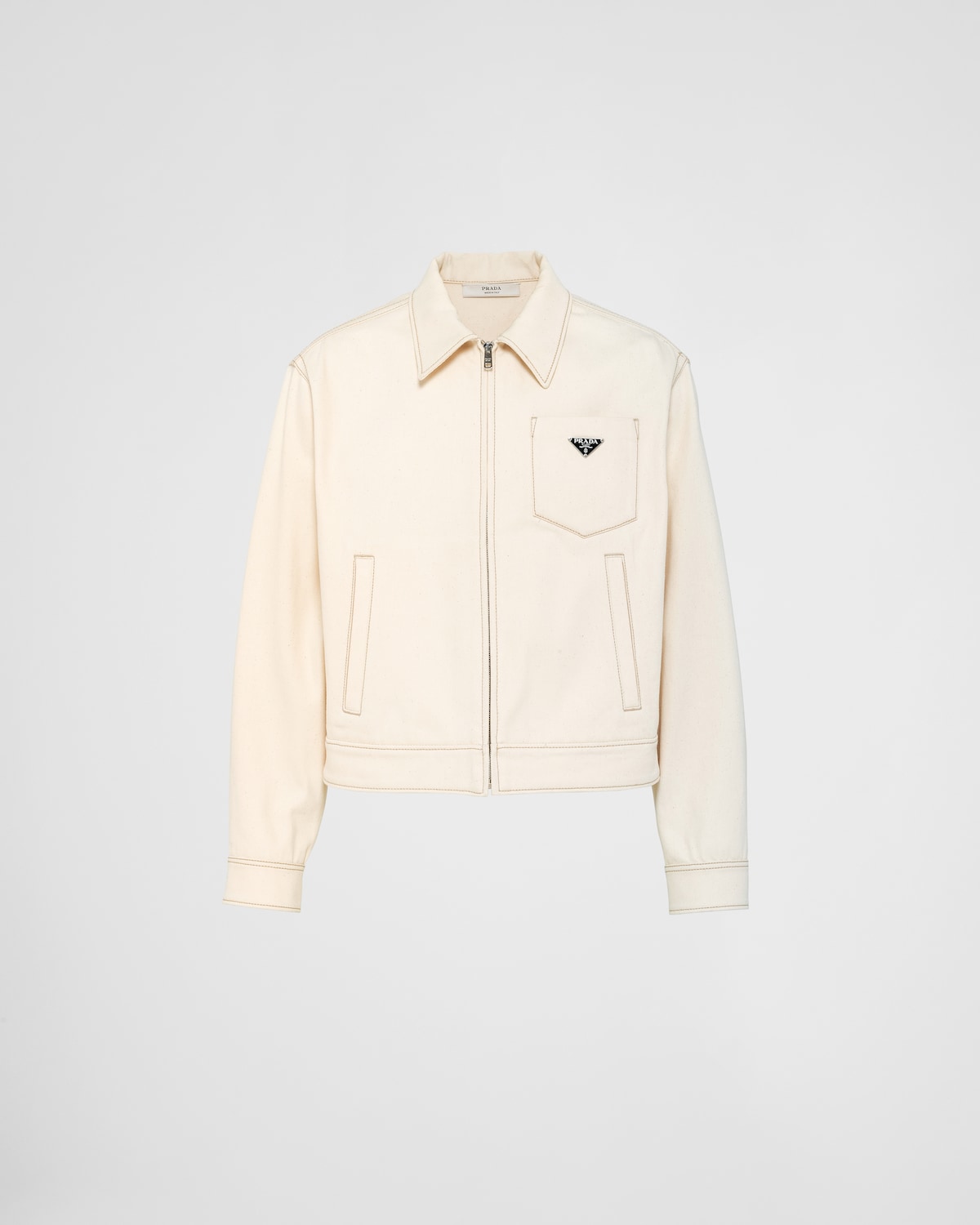 Beige Bull Denim Blouson Jacket | PRADA