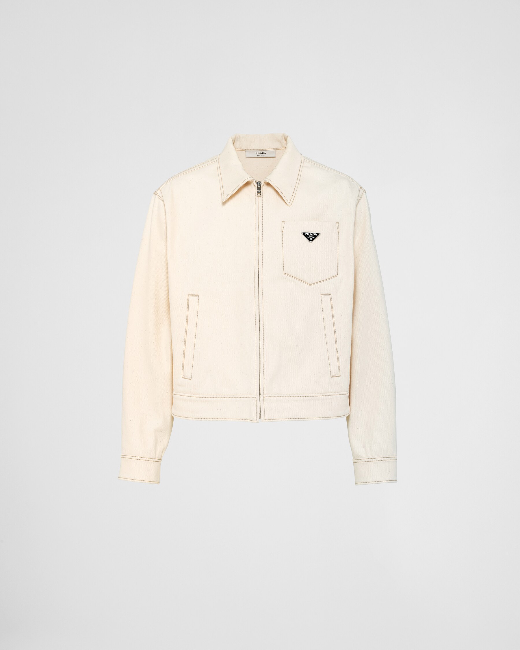 Beige Bull Denim Blouson Jacket | PRADA
