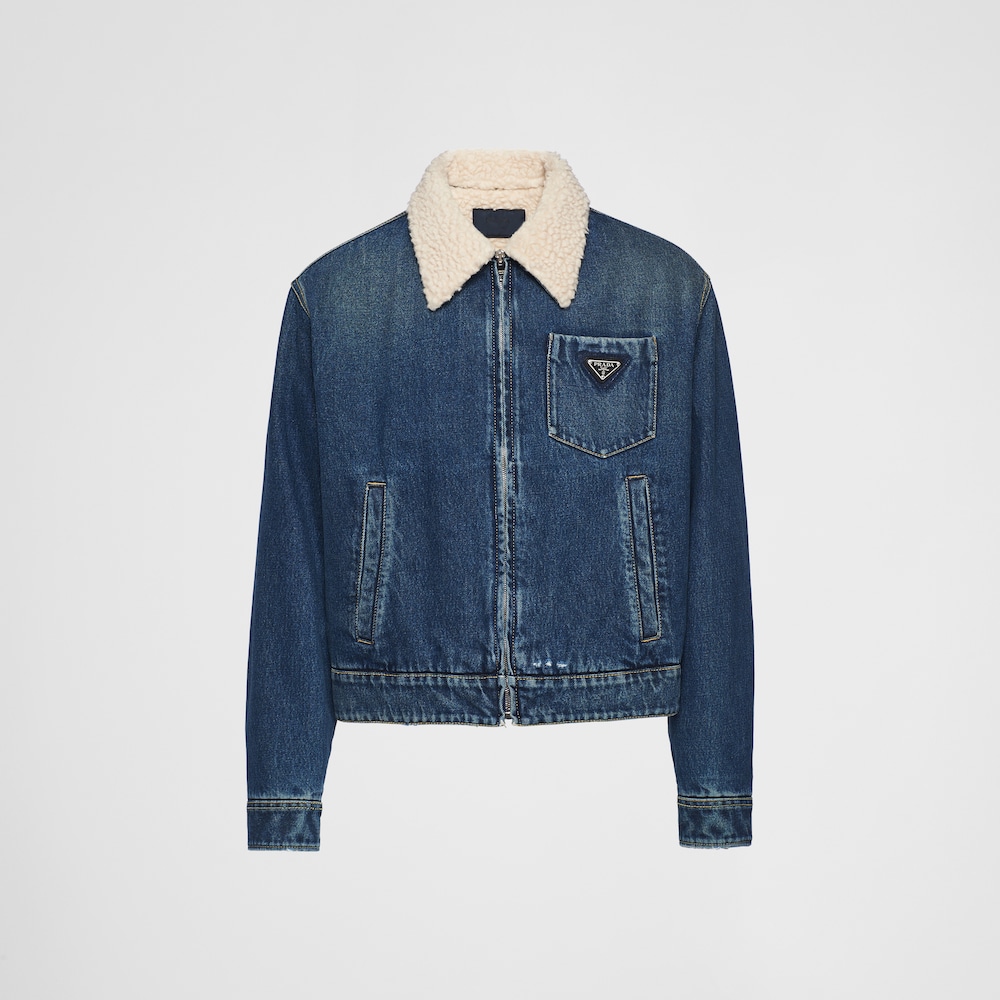 Navy Padded denim jacket | Prada