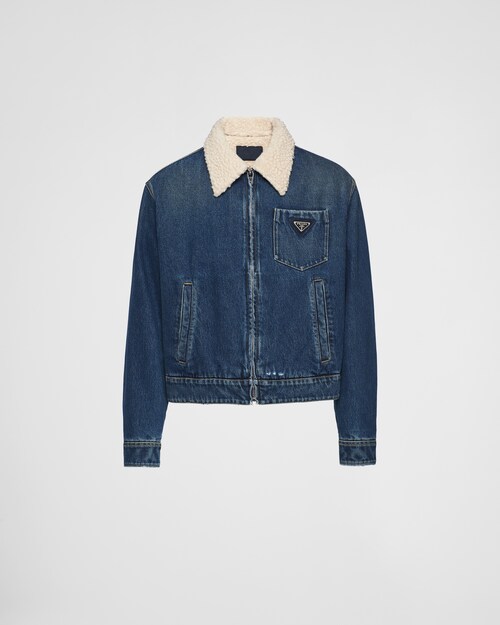 Navy Padded denim jacket | Prada