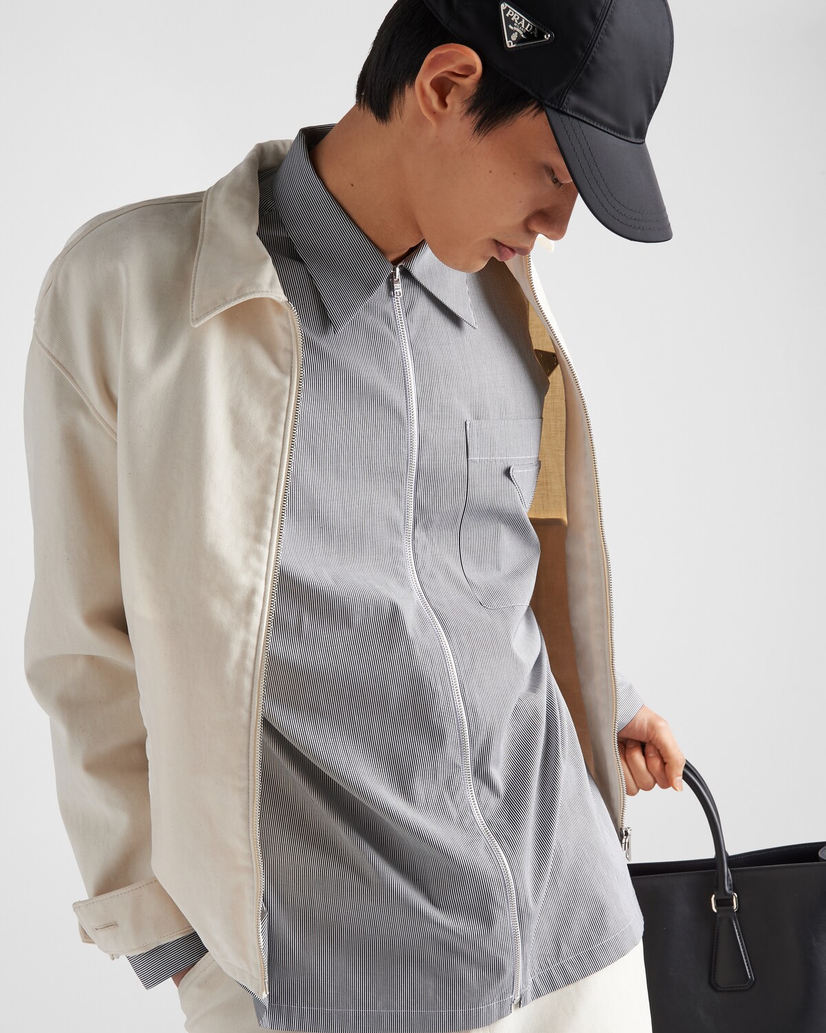 Natural Velvet Denim Blouson Jacket | PRADA