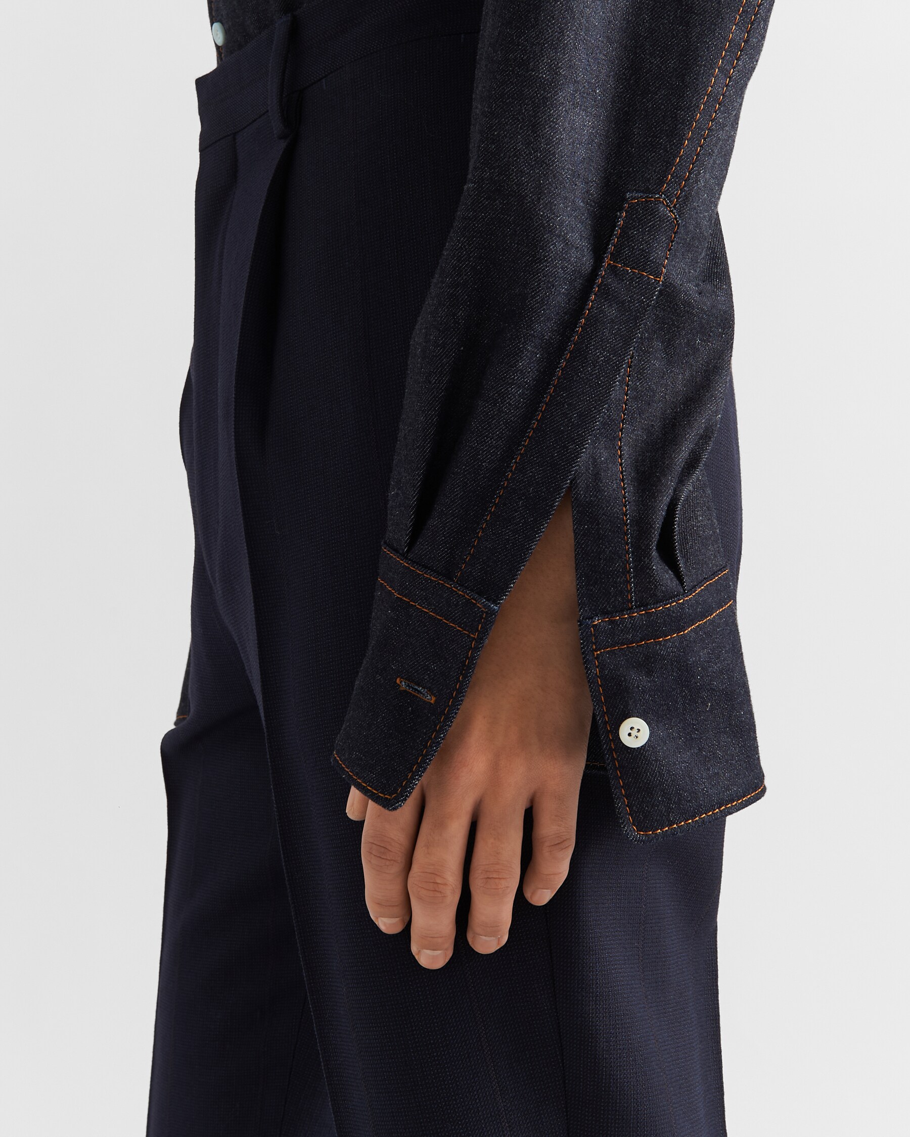 Navy Single-breasted Denim Jacket | PRADA