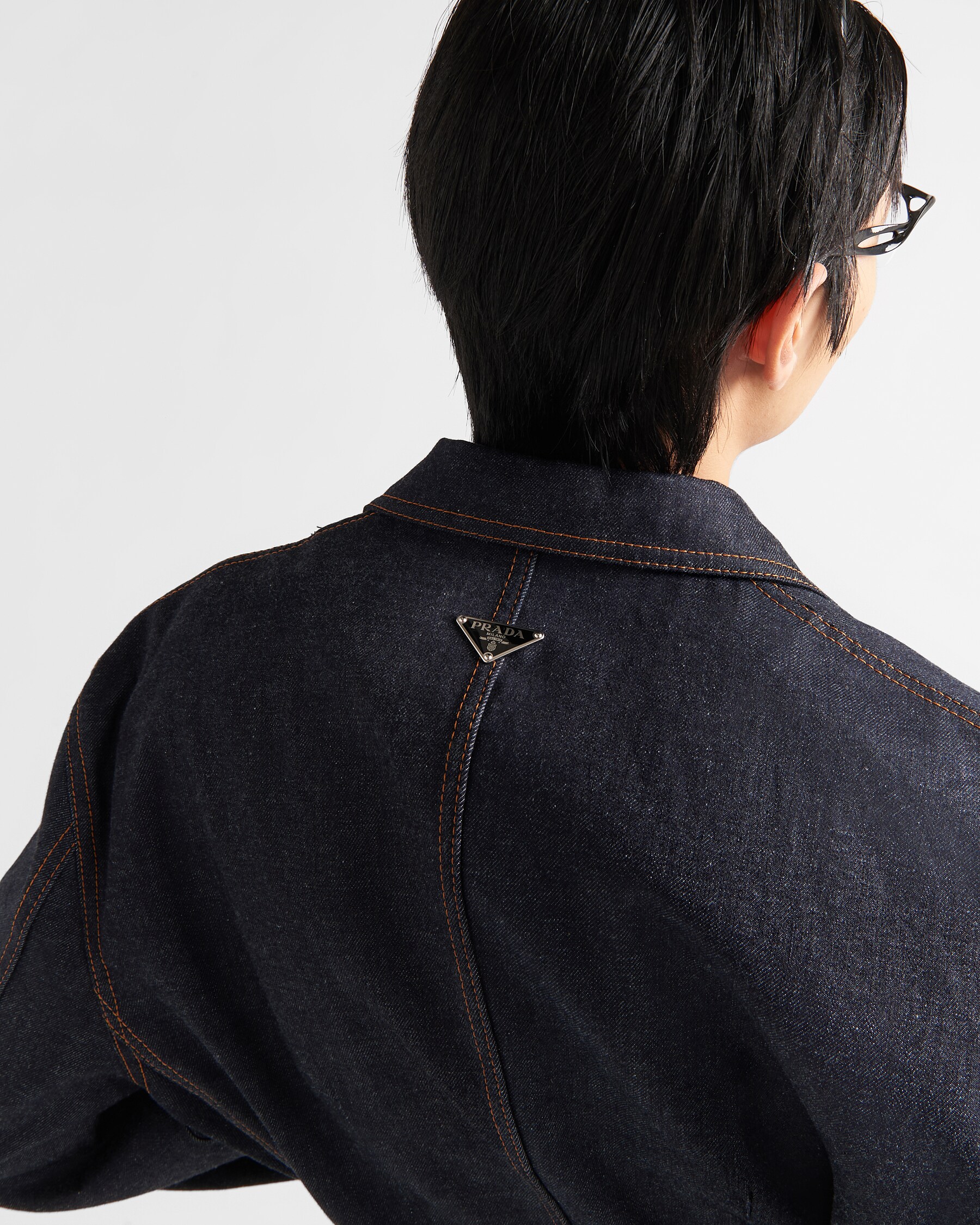 Navy Single-breasted Denim Jacket | PRADA