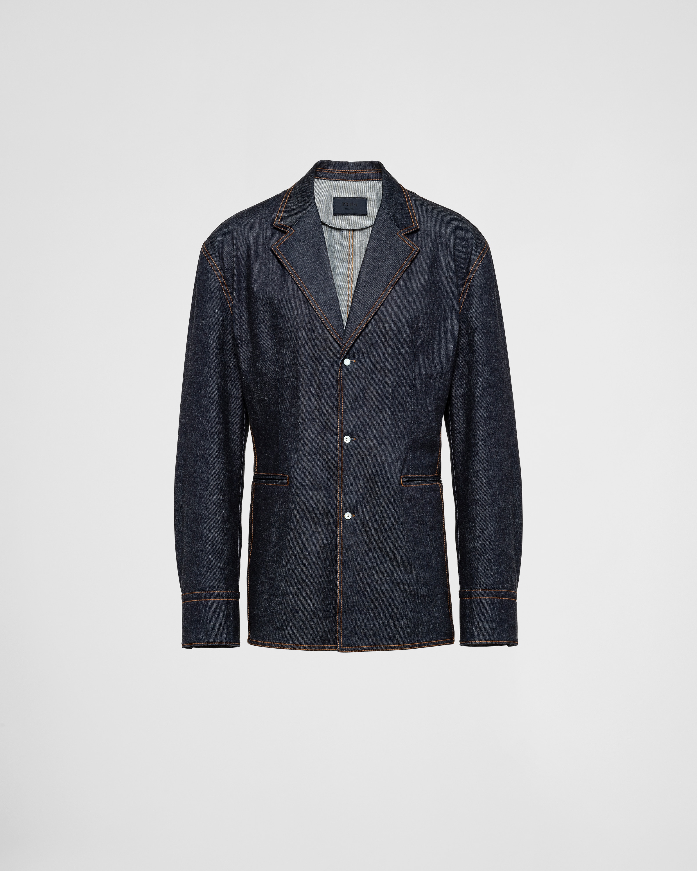 Navy Single-breasted Denim Jacket | PRADA