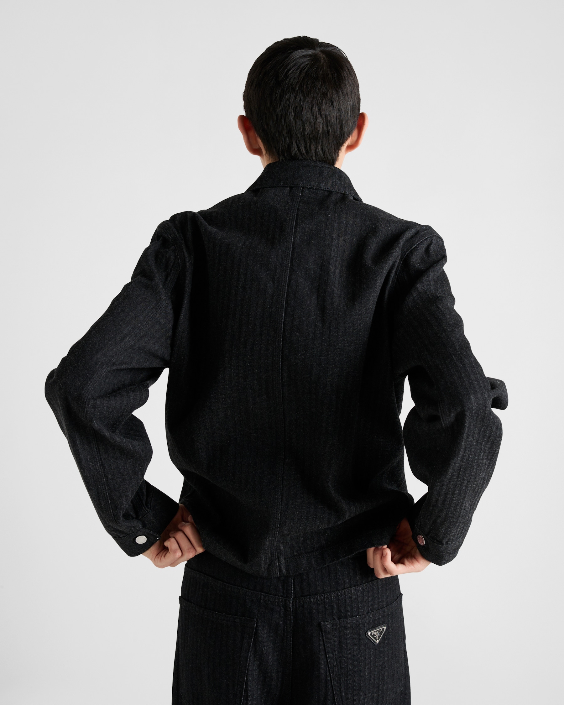 Black Chevron Denim Blouson Jacket | PRADA