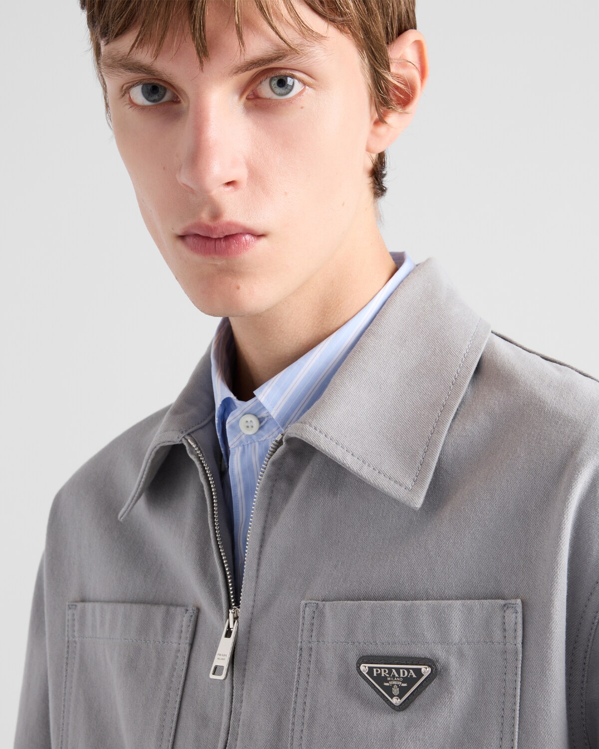 Gray Denim Blouson Jacket | PRADA