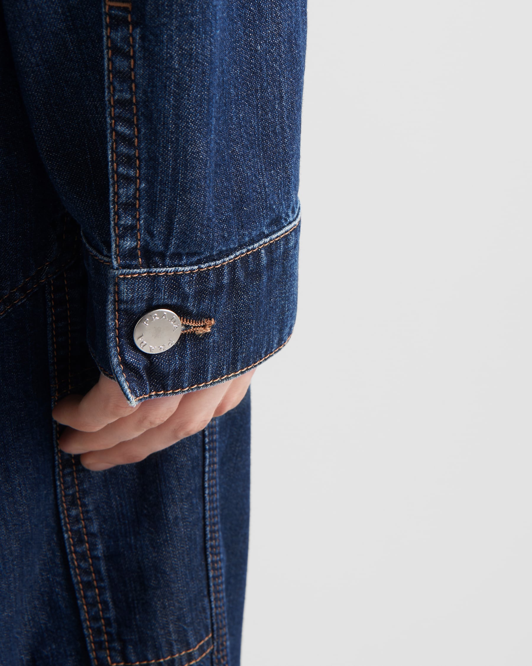 Navy Light Denim Zipper Jacket | PRADA