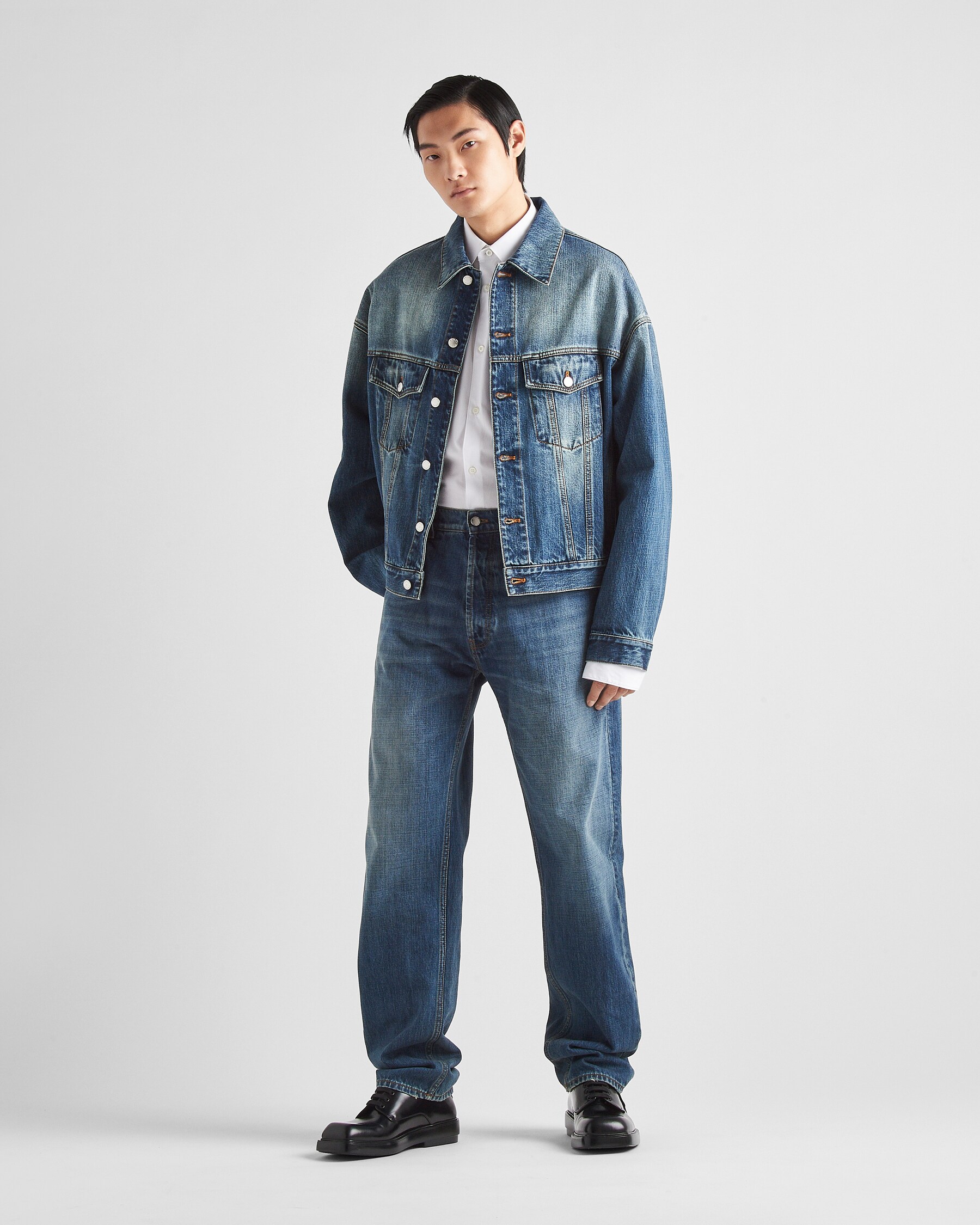 Navy Denim Trucker Jacket | PRADA