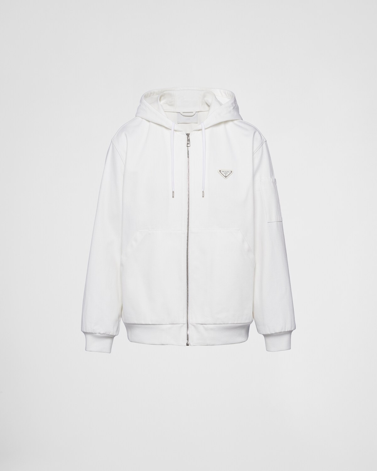 White Bull Denim Hooded Blouson Jacket | PRADA