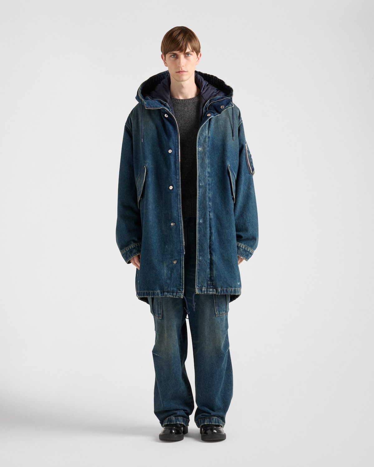 Navy Padded Denim Jacket | PRADA