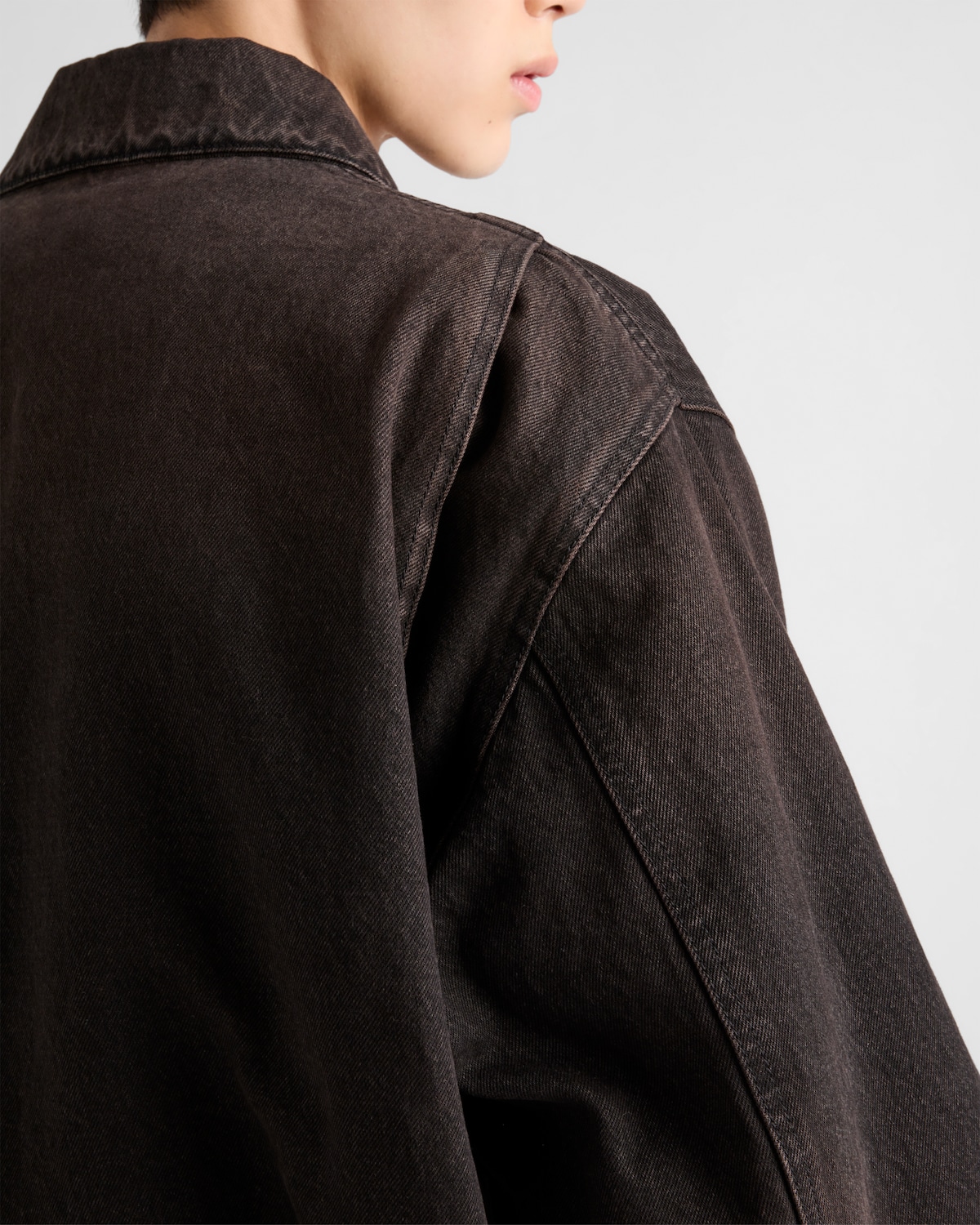 Brown Padded Denim Blouson Jacket | PRADA
