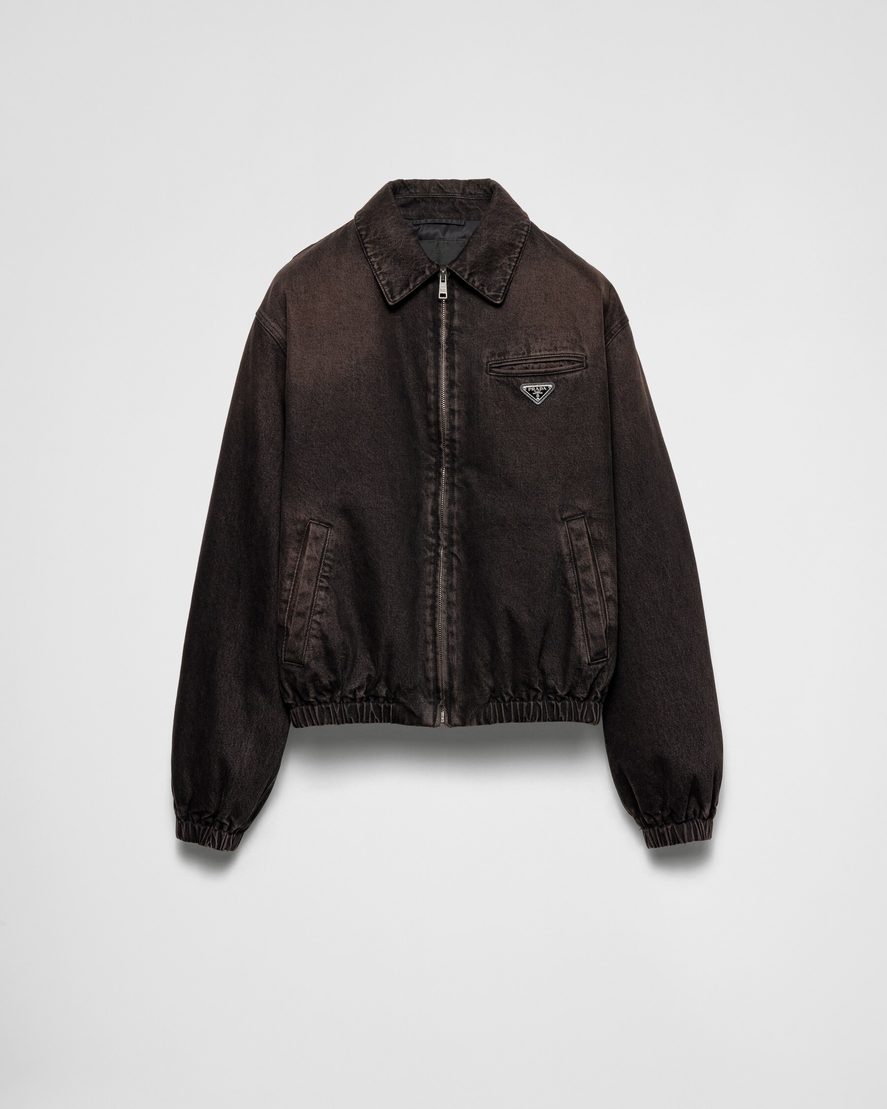 Brown Padded Denim Blouson Jacket | PRADA