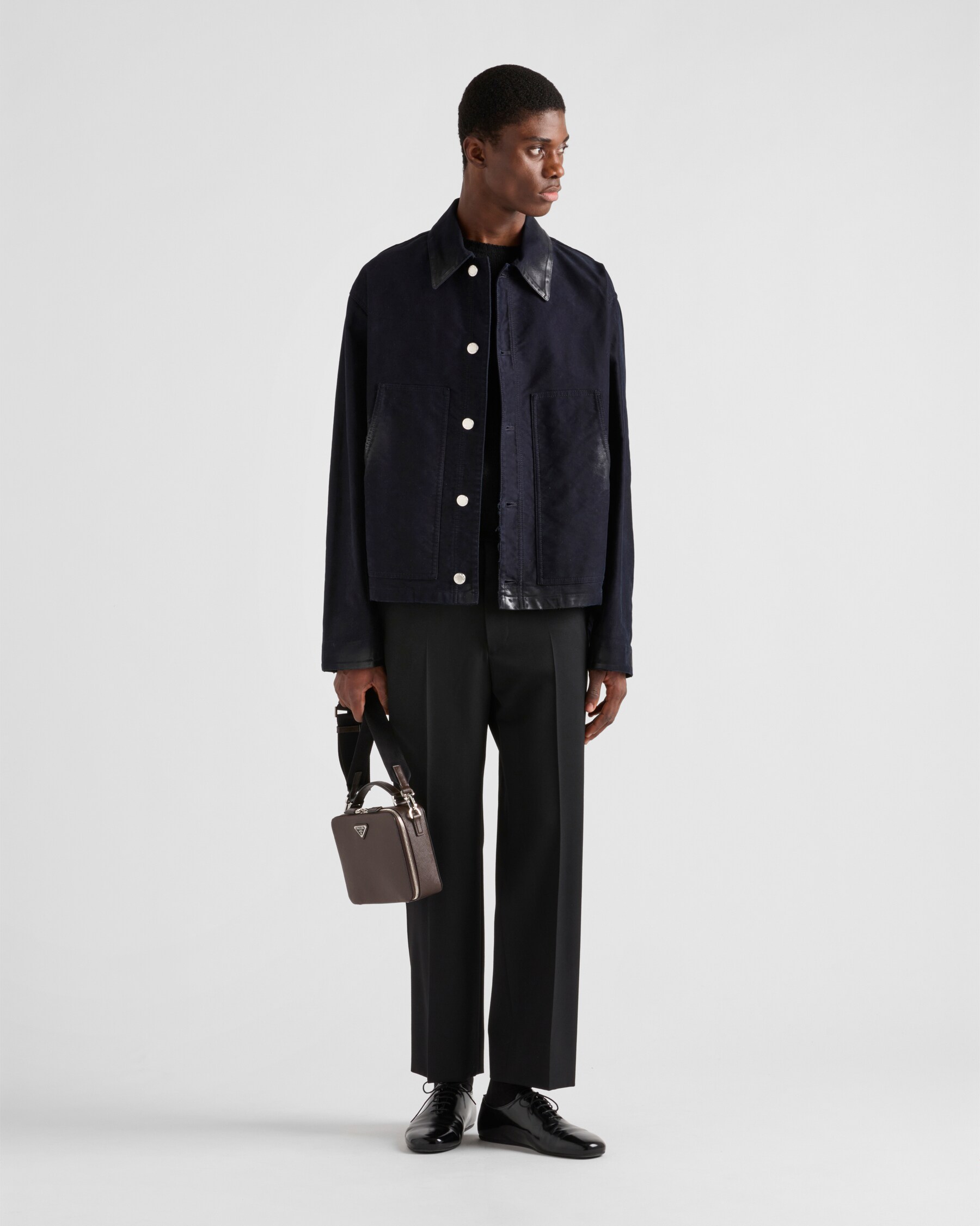 Navy Moleskin Blouson Jacket | PRADA